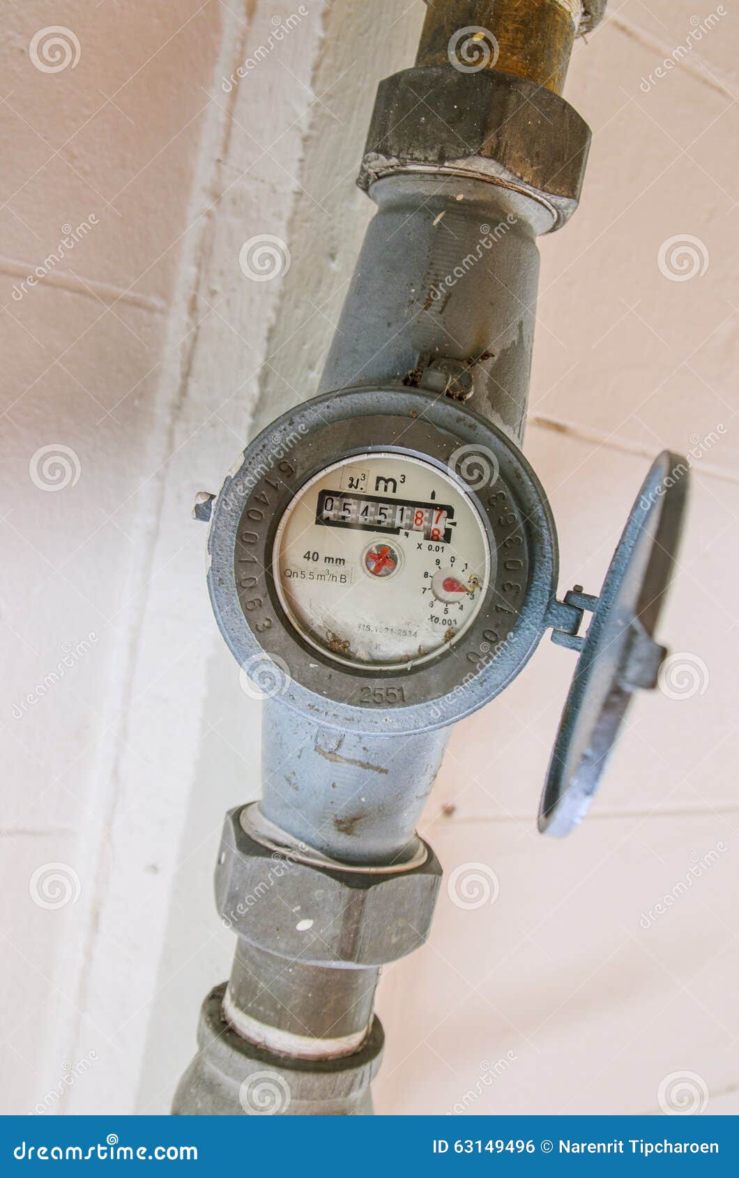 Water Meter of white wall stock photo. Image of industry - 63149496