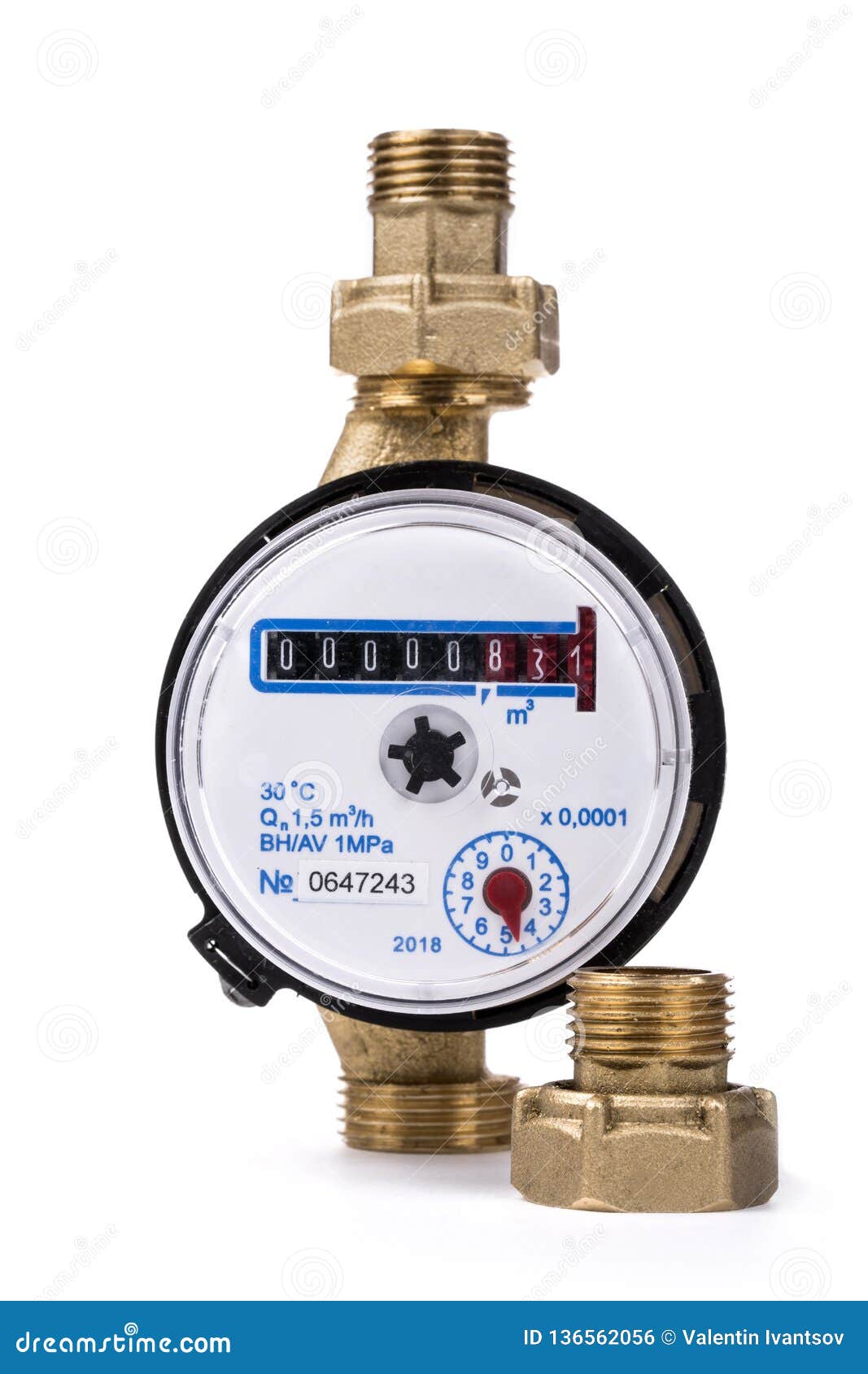 Water metering device stock photo. Image of pipe, indicator - 136562056