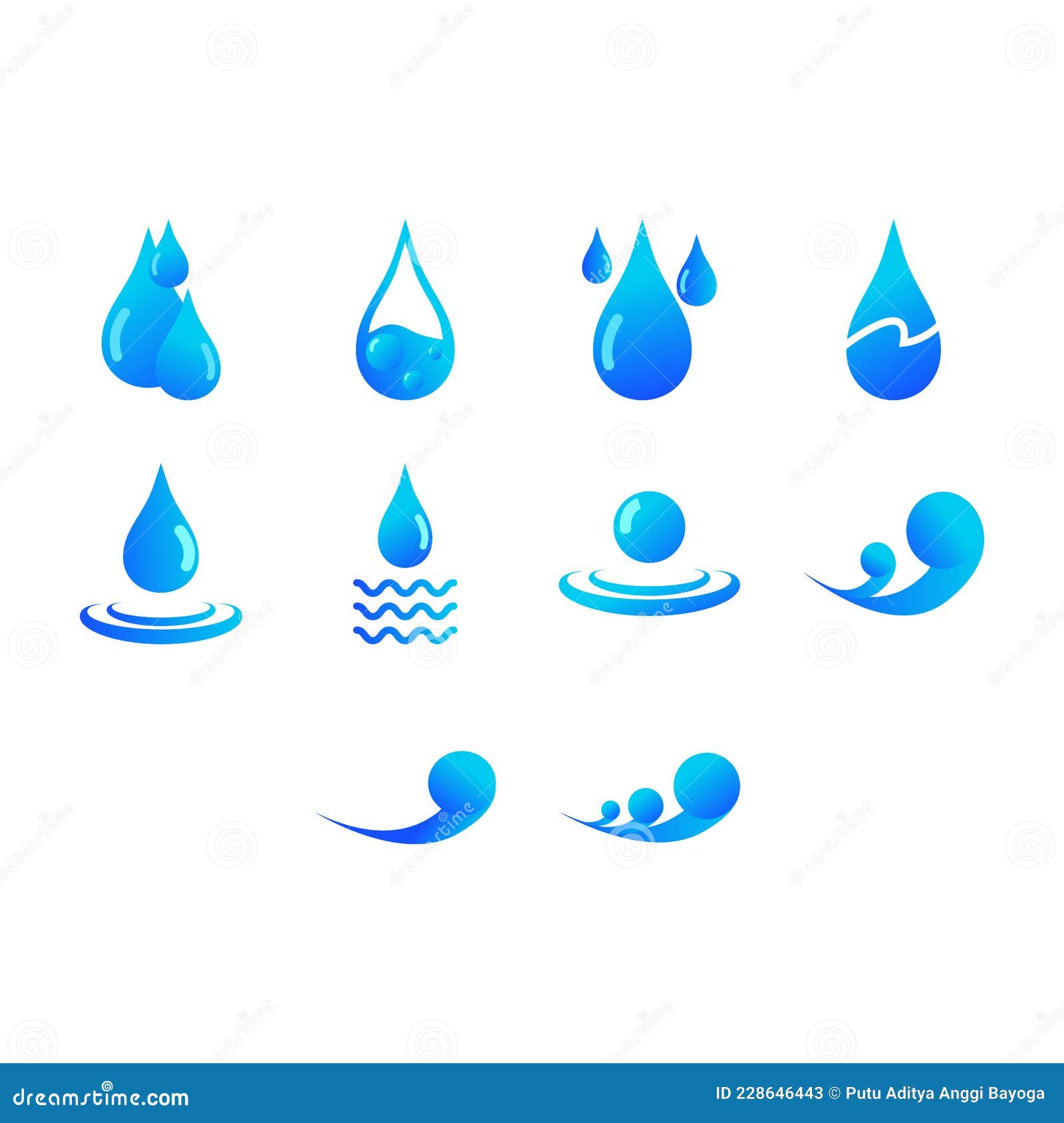 Blue Water Icon Set stock vector. Illustration of blue - 228646443