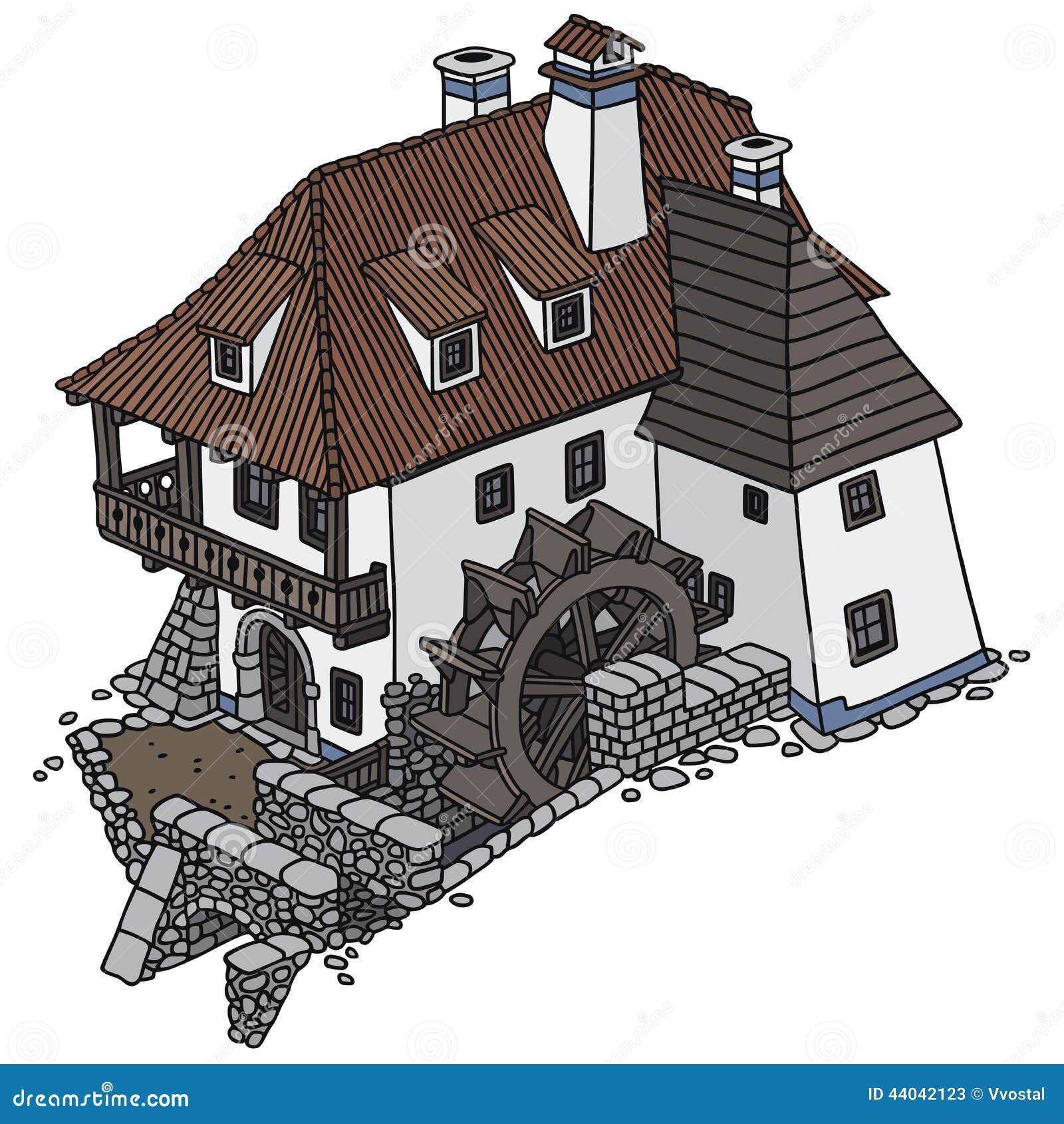Water mill stock vector. Illustration of mill, country - 44042123