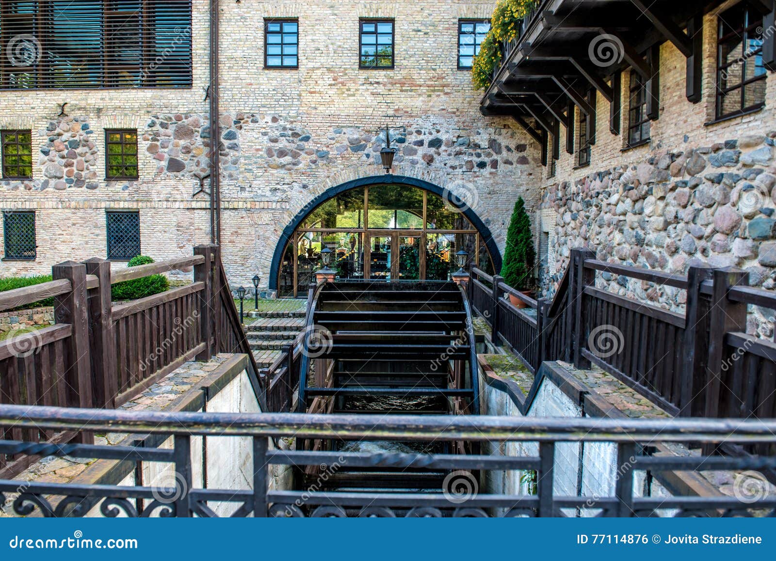Water Mill, and Stone Architecture Stock Photo - Image of belmontas ...