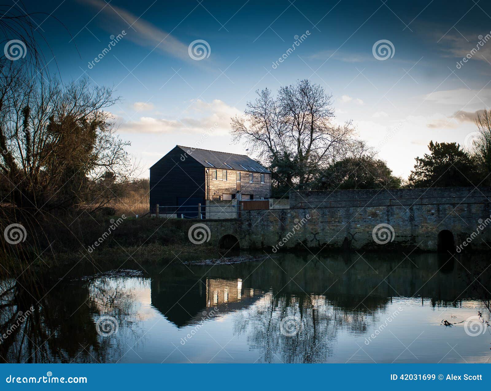 Water mill in winter stock image. Image of river, light - 42031699