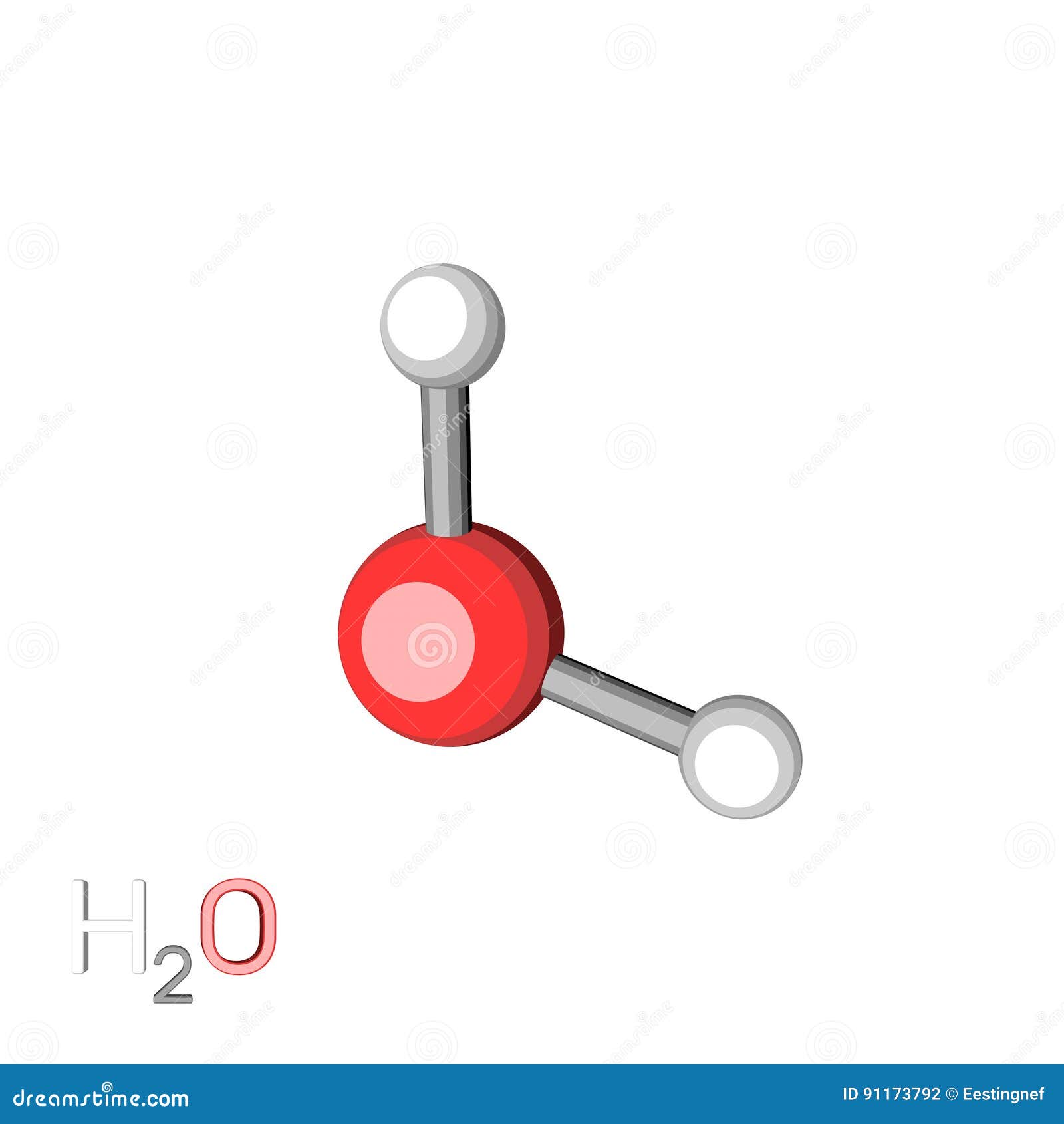 Water Model Molecule. Isolated on White Background Stock Illustration ...