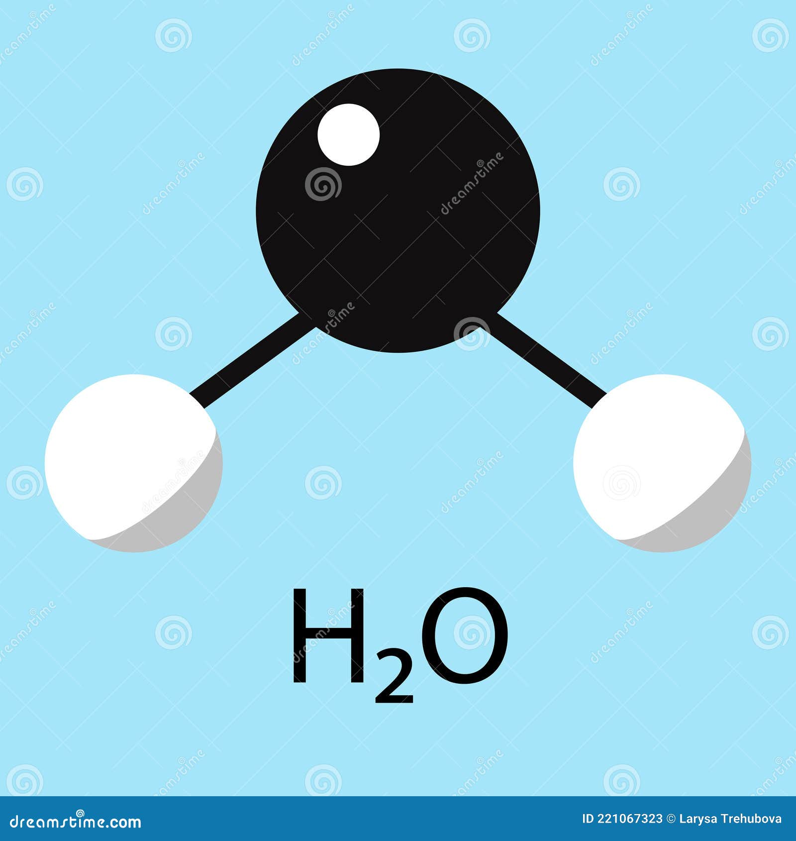 Water Molecule on a Blue Background. Ball-rod Model Stock Vector ...