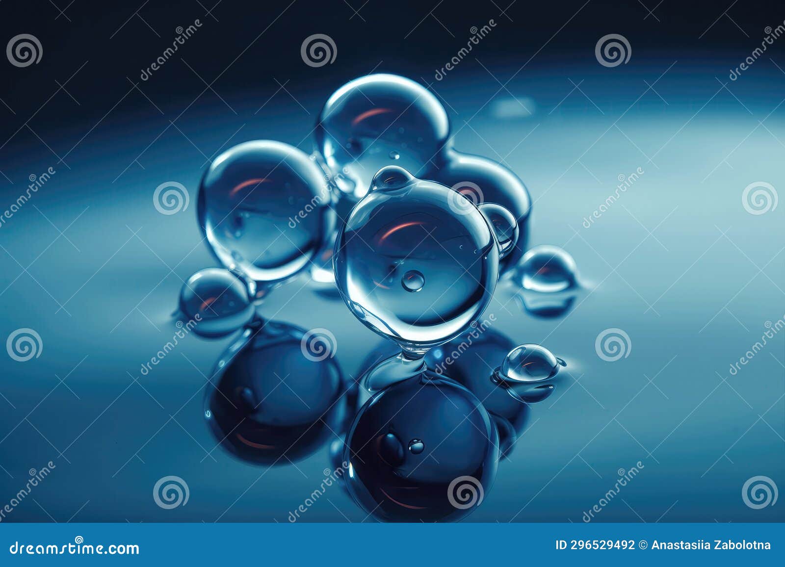 Water Molecule in Blue, Close-Up. Generative AI Stock Illustration ...