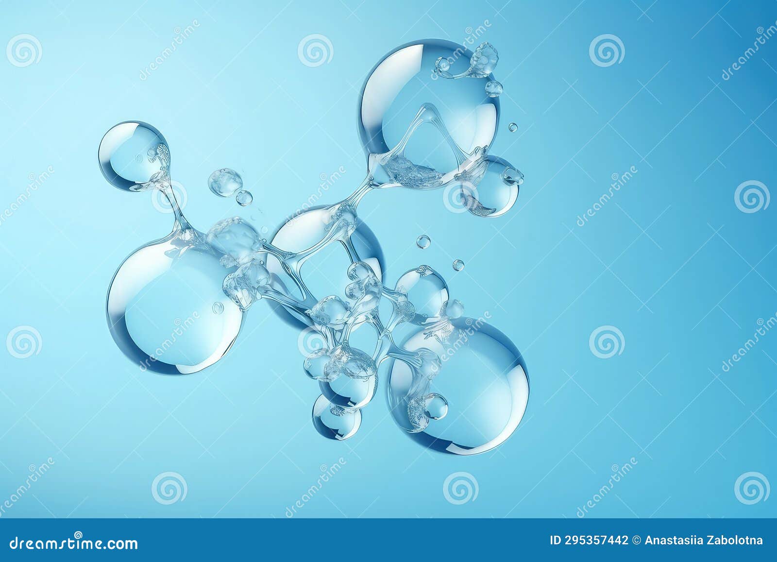 Water Molecule, Essence, and Bubble are Rendered on Watery Backdrop ...