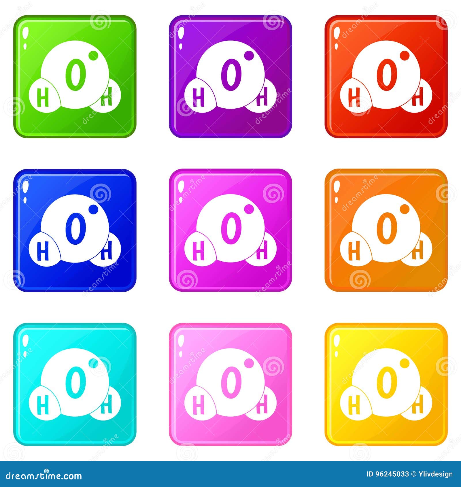 Water molecule icons 9 set stock vector. Illustration of simple - 96245033