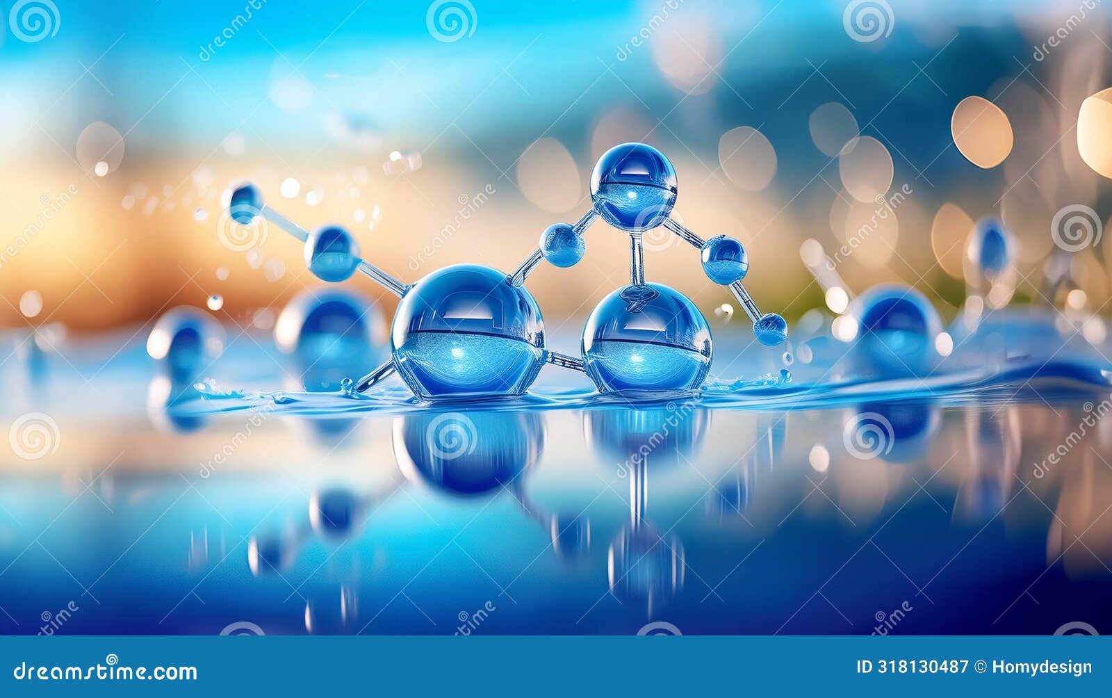 Water Molecule Models in Cluster Stock Illustration - Illustration of ...