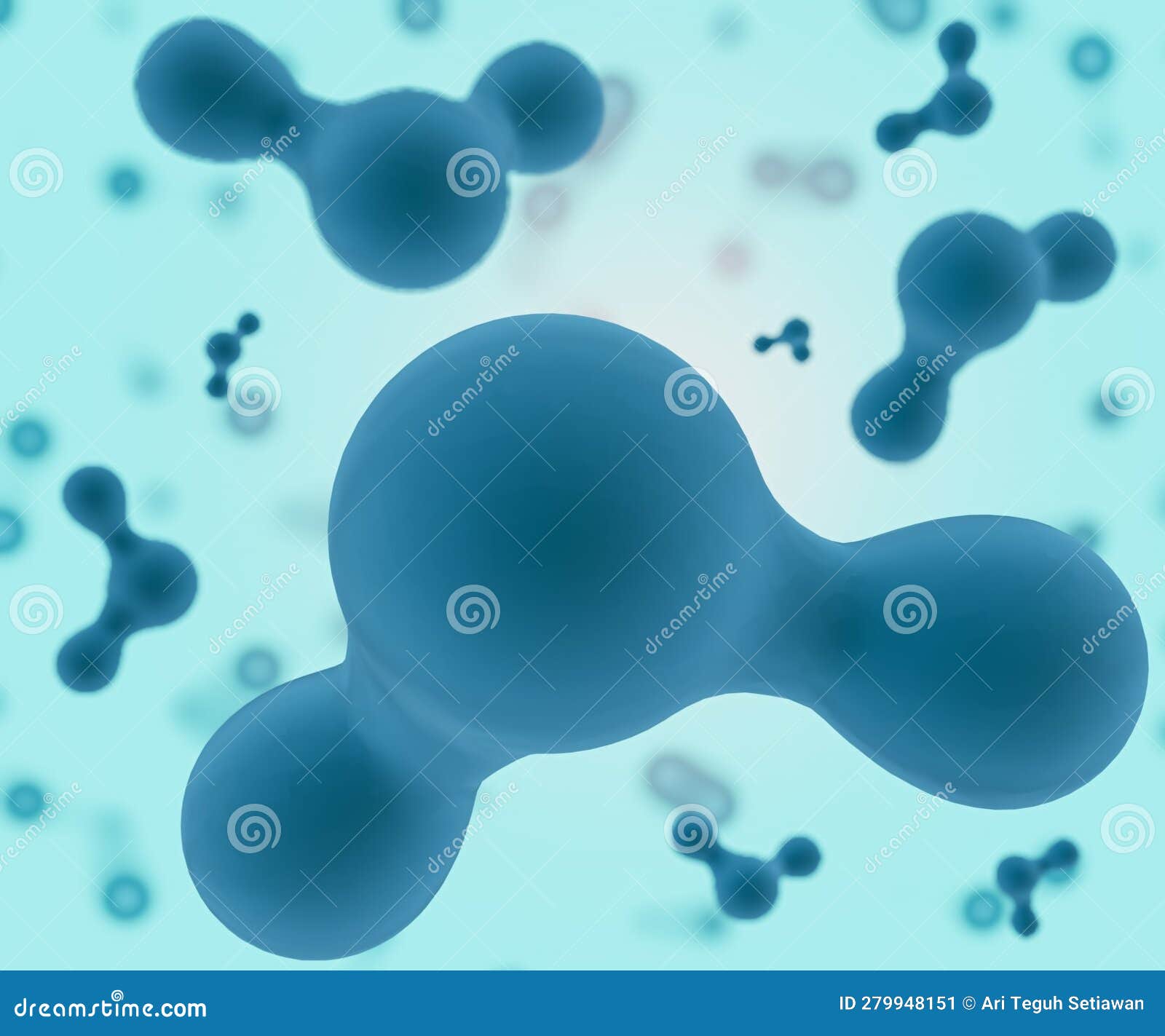 Water Molecule Scattered in the Blue Background Stock Illustration ...
