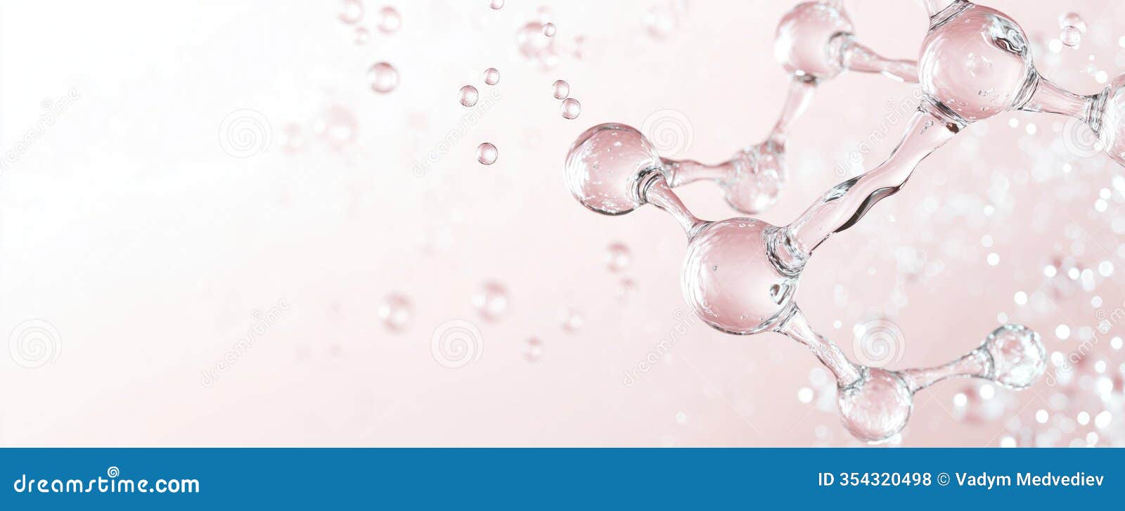 Water Molecule Structure Shows Transparent Liquid Spheres Connected by ...