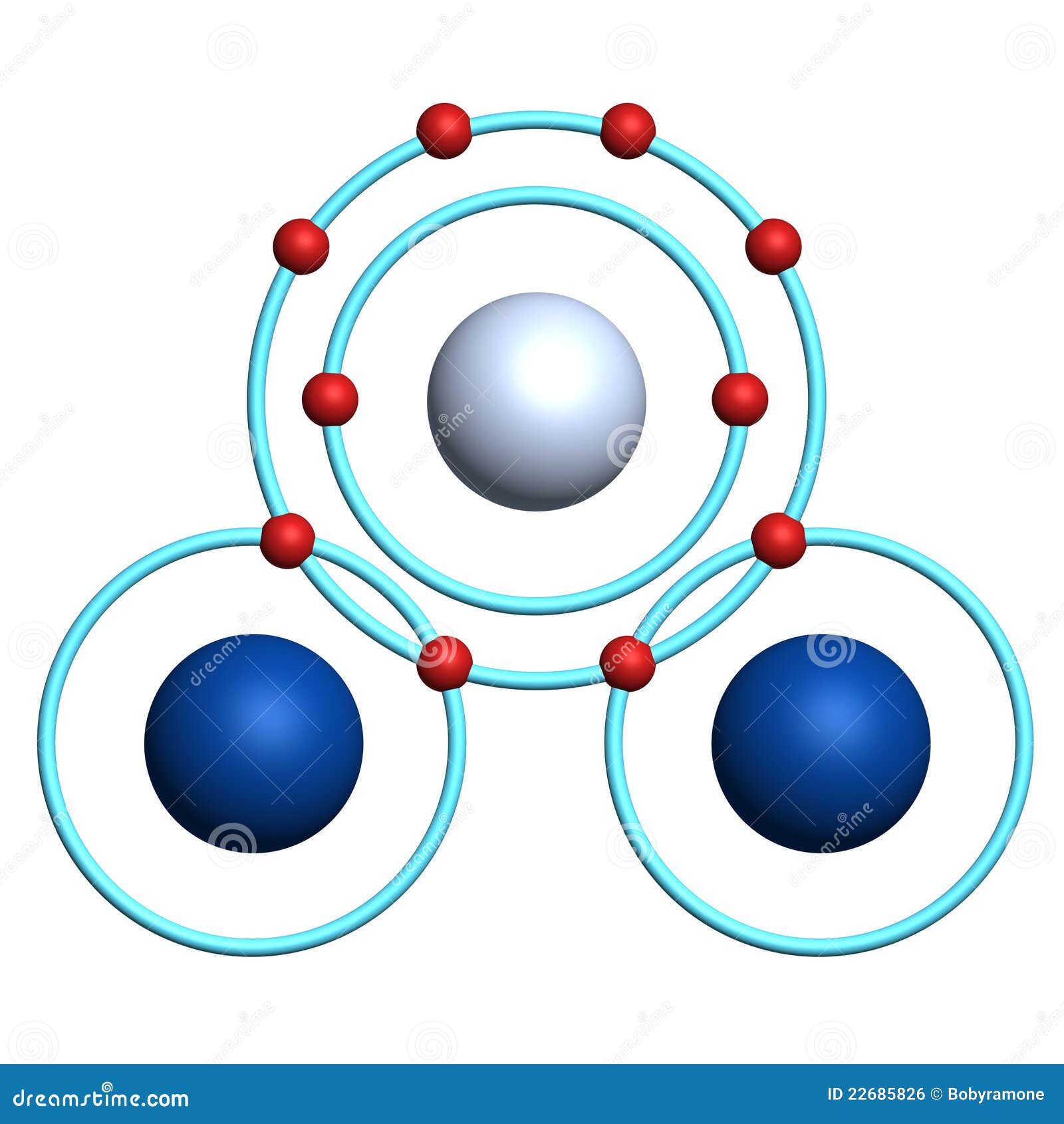Water Molecule on White Background Stock Illustration - Illustration of ...