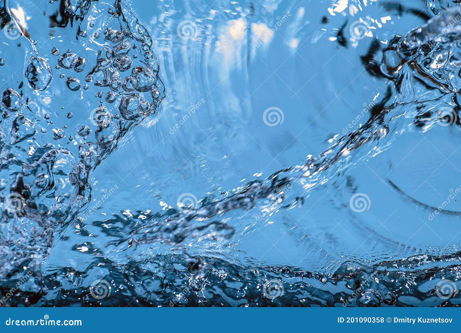 Water in Motion, Bubbles in Blue Depth Stock Photo - Image of ...