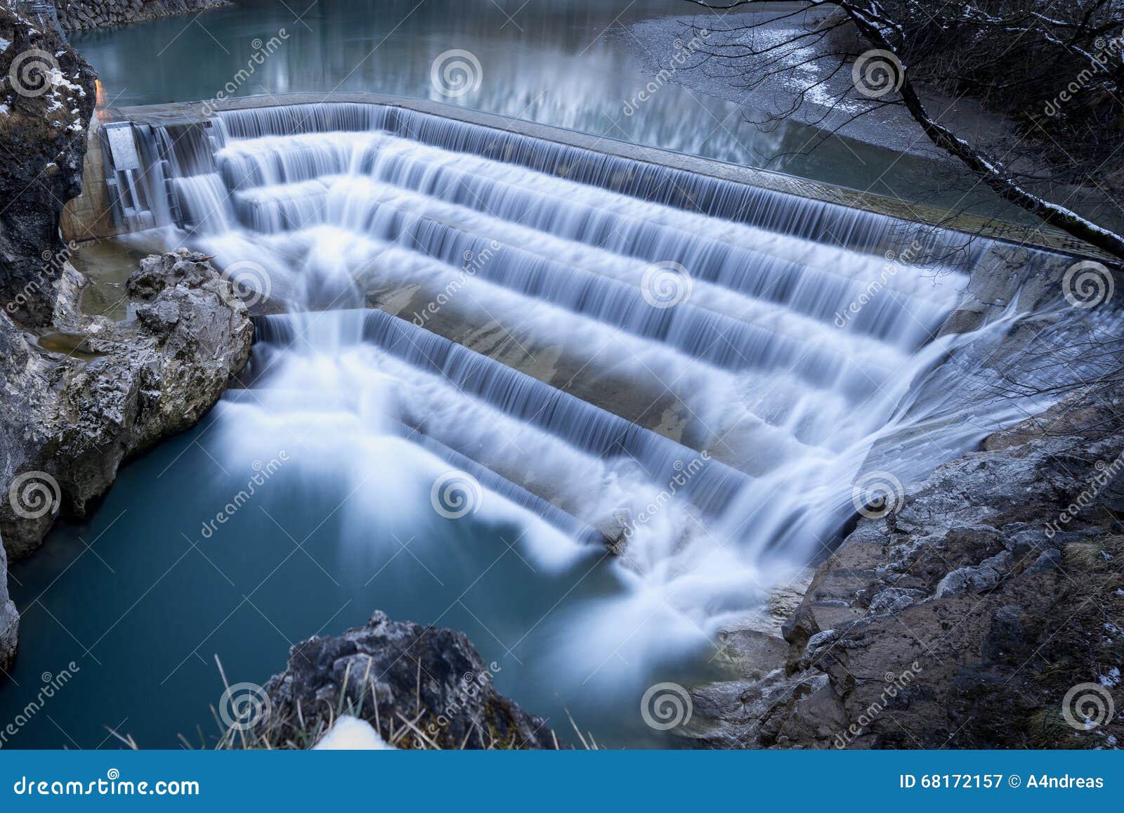 Water in Motion Flowing Over Fall with Steps Stock Image - Image of ...