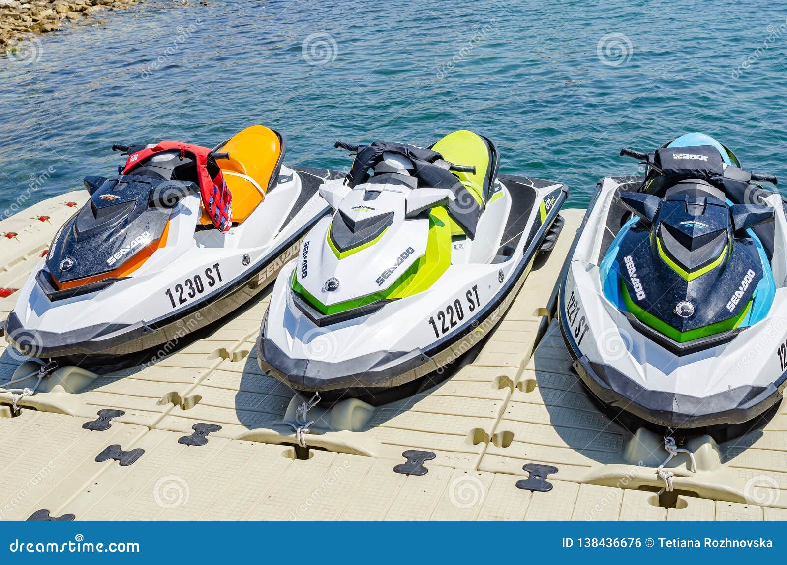 Water Motorcycles are Parked on the Dock. Editorial Photo - Image of ...
