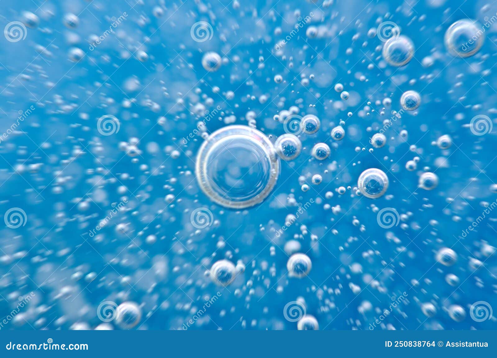 Water. Movement of Air Bubbles Blue Beautiful Abstract Underwater ...