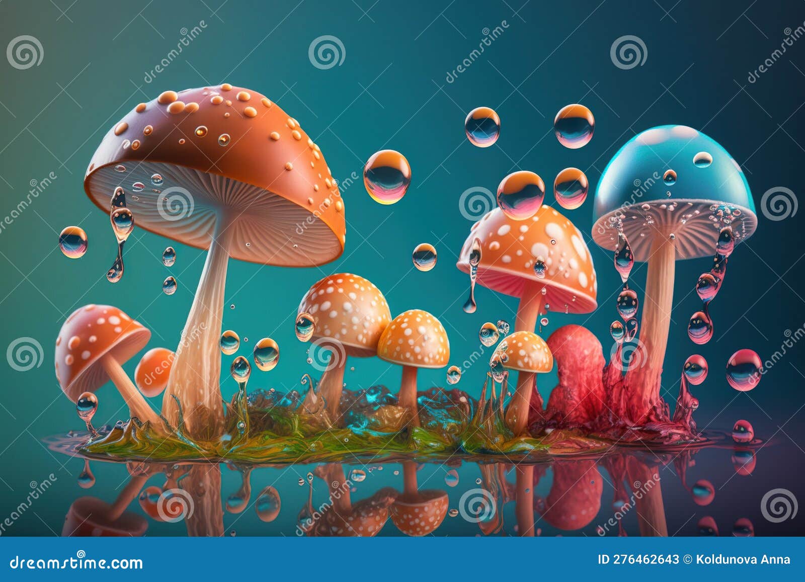 Water on Mushrooms, Created with Generative AI Technology Stock Image ...