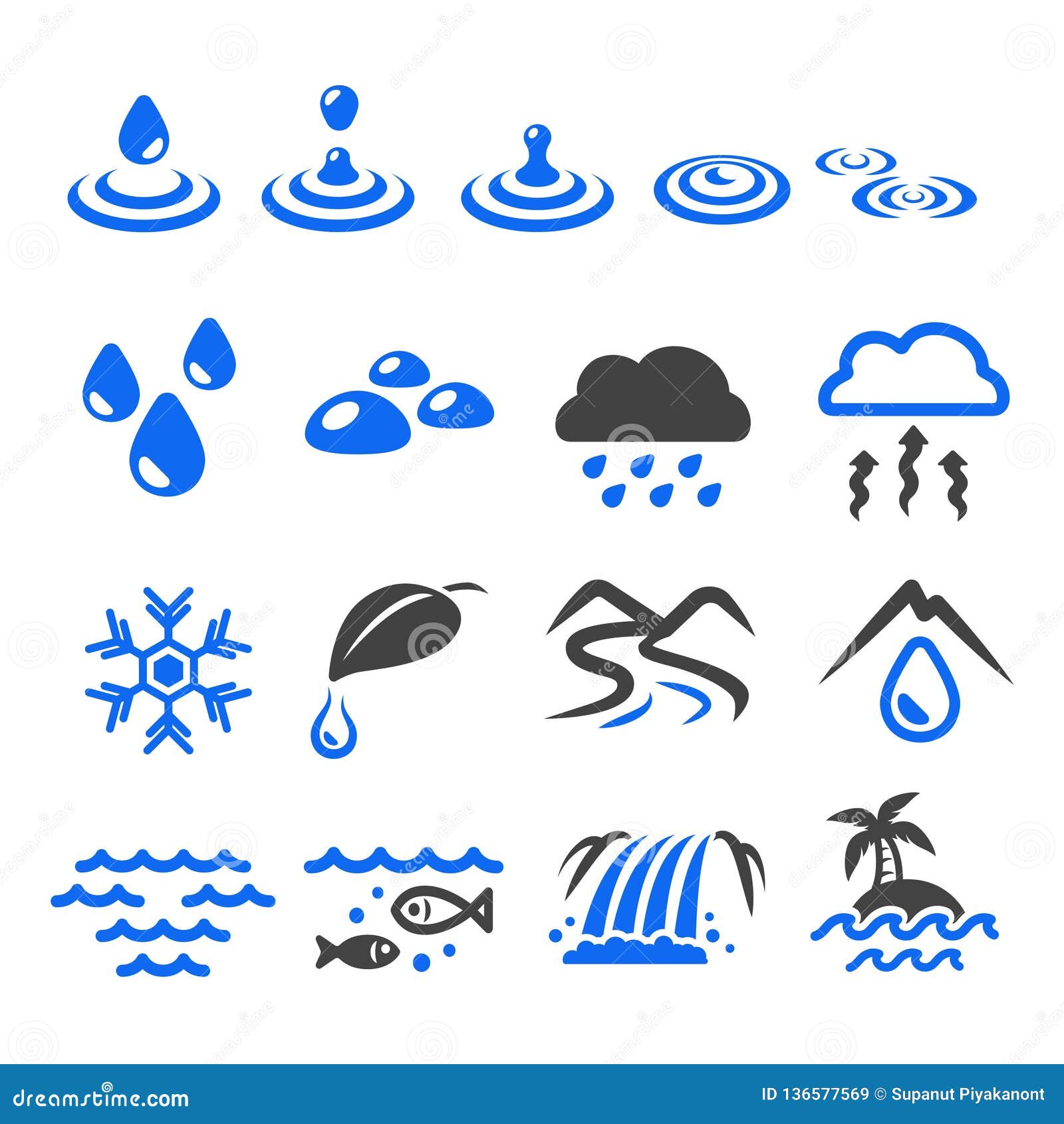 Water with natural icon stock vector. Illustration of island - 136577569
