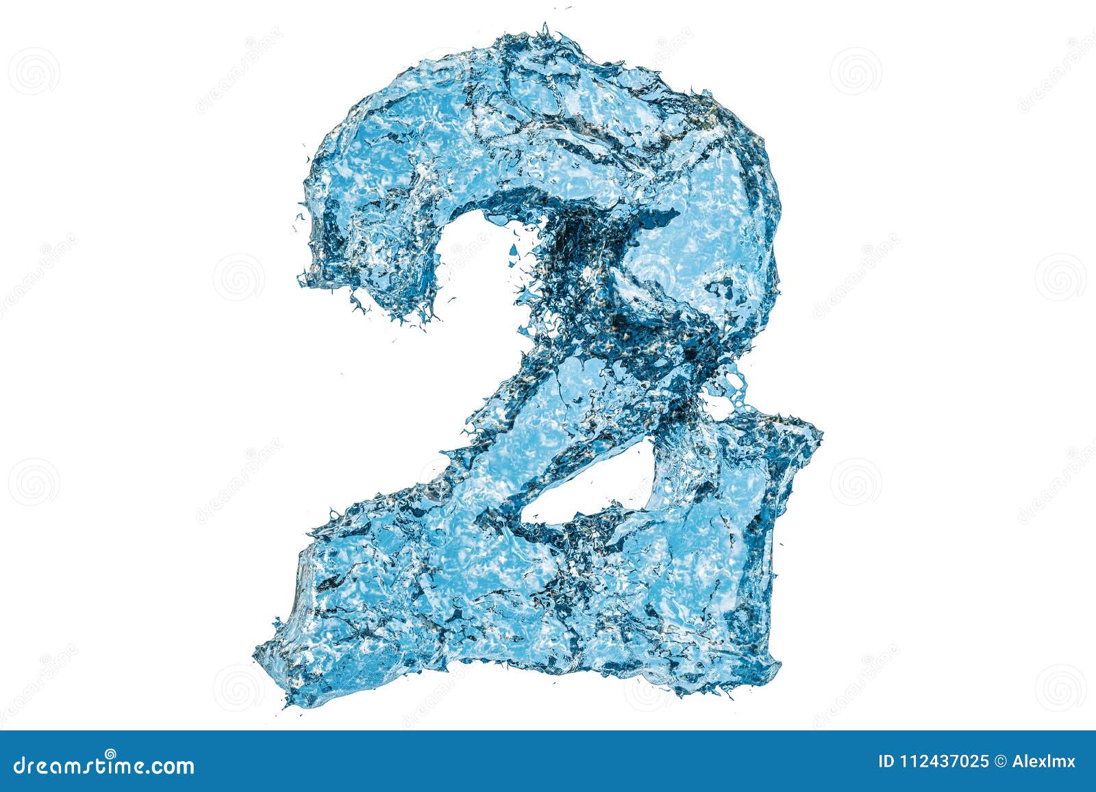 Water Number 2, 3D Rendering Stock Illustration - Illustration of ...