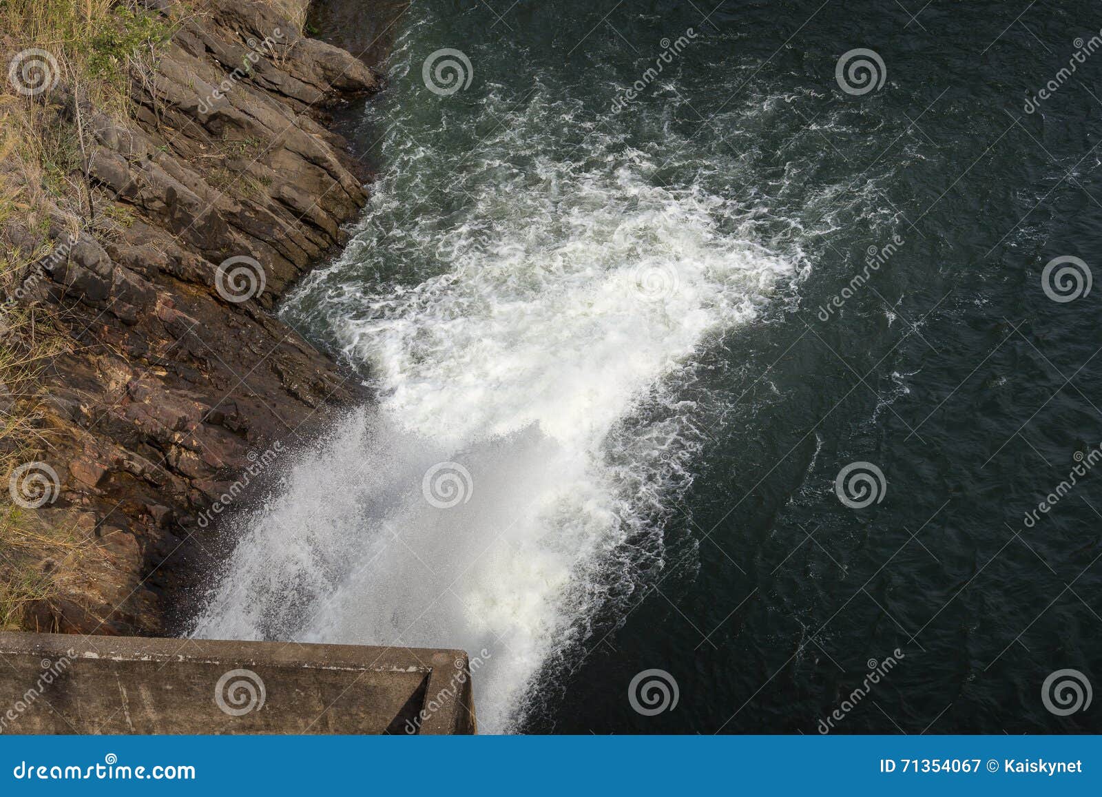 Water Over Concrete Dam for Agriculture Stock Image - Image of plant ...