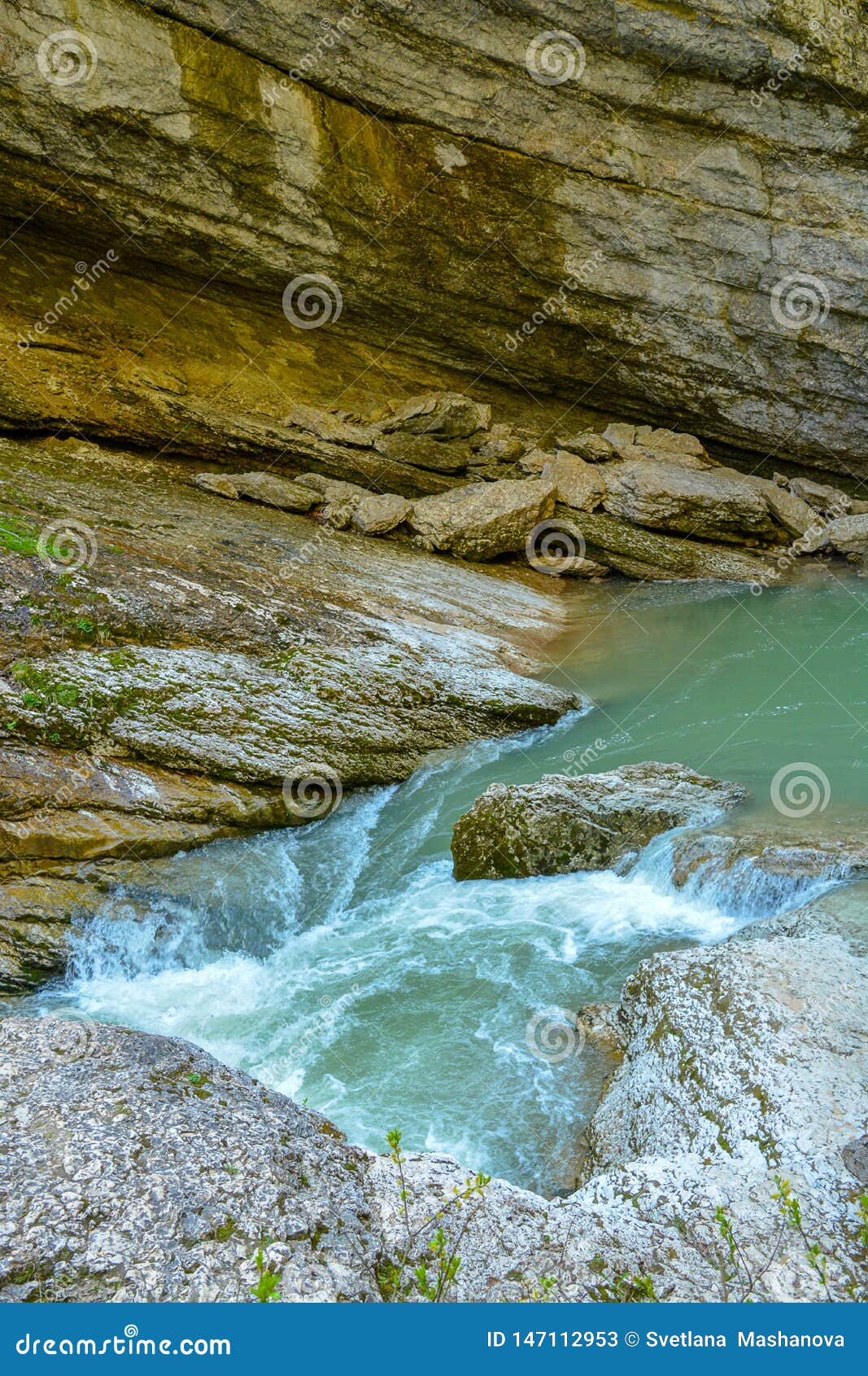 Water Over the Rock Flows into a Mountain Stream Stock Image - Image of ...