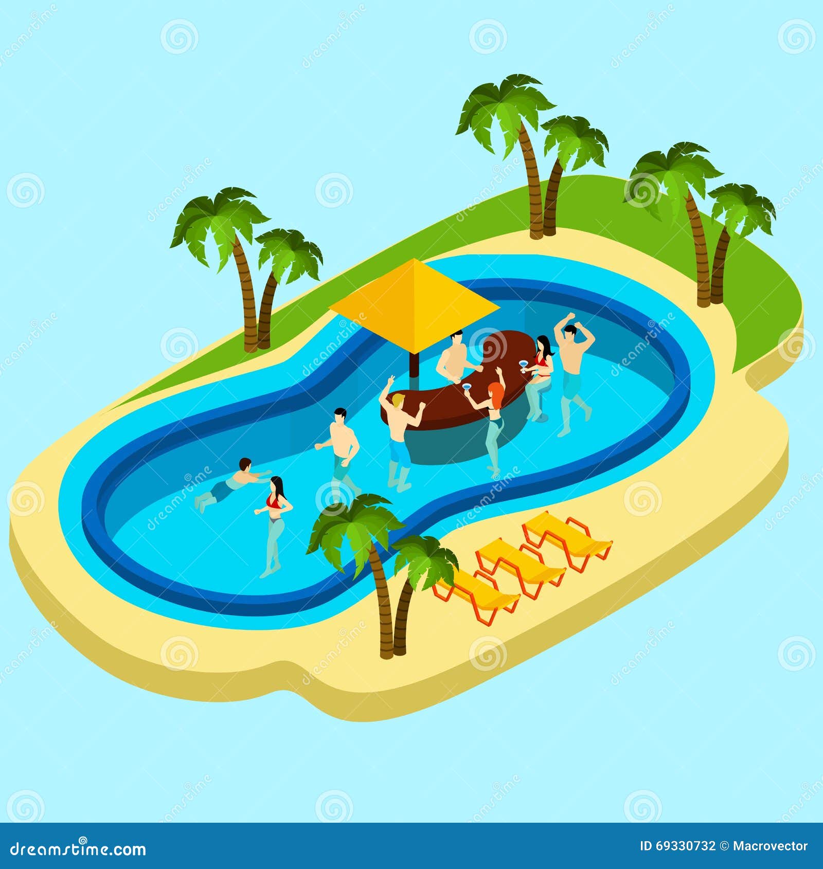 Water Park and Friends Illustration Stock Vector - Illustration of ...