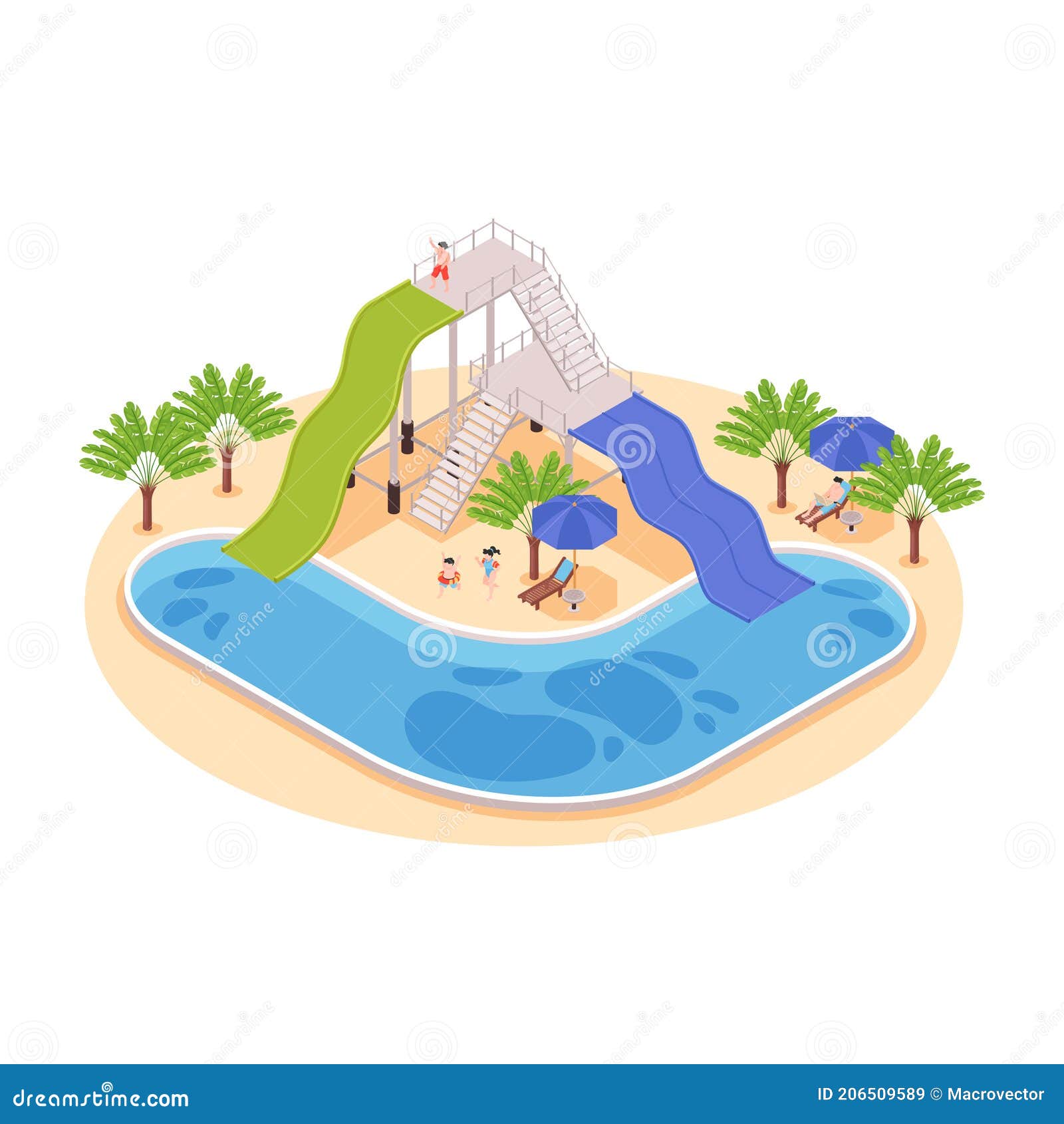Water Park Isometric Composition Stock Illustration - Illustration of ...