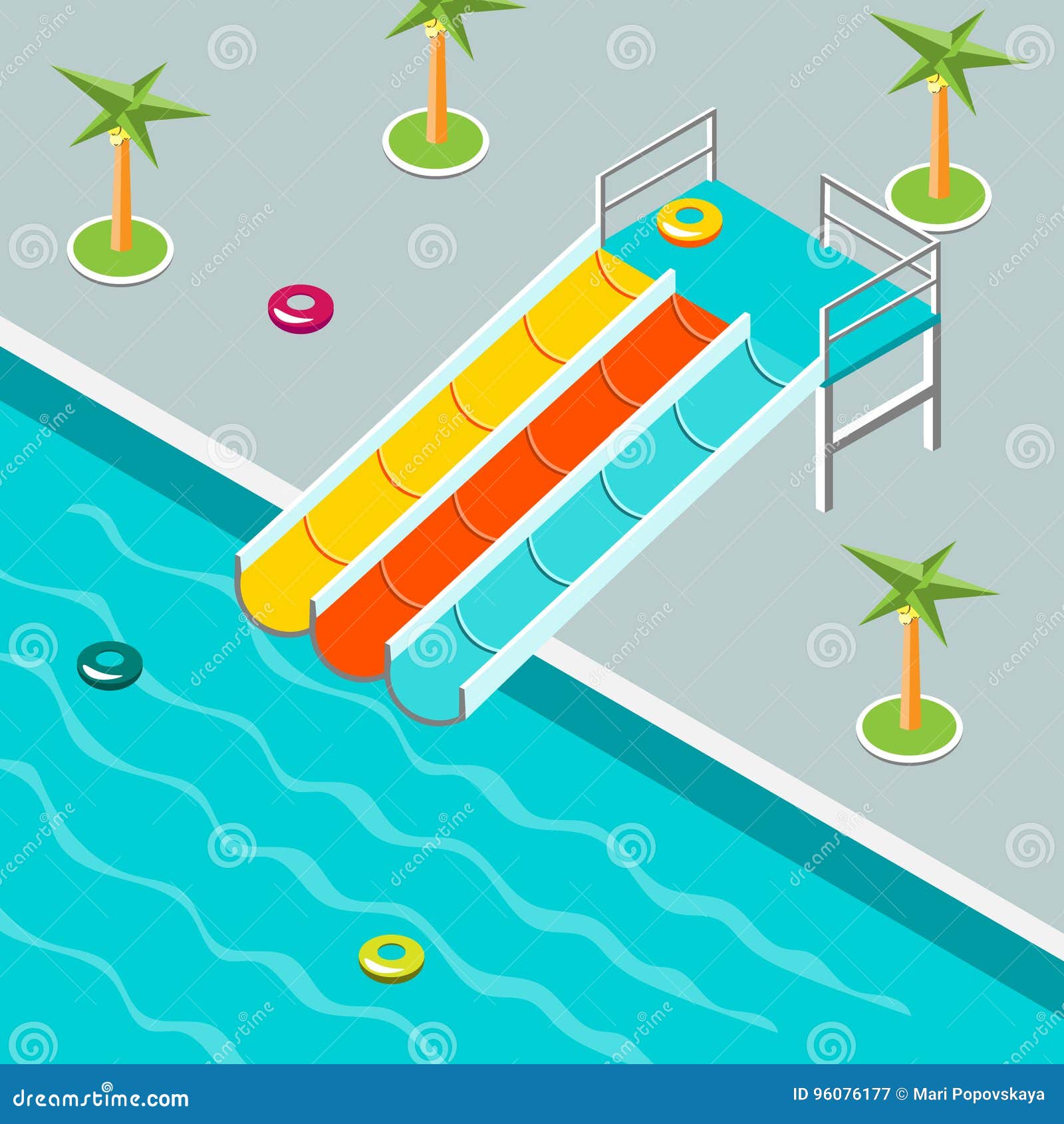The Water Park is Isometric. Stock Vector - Illustration of flowing ...
