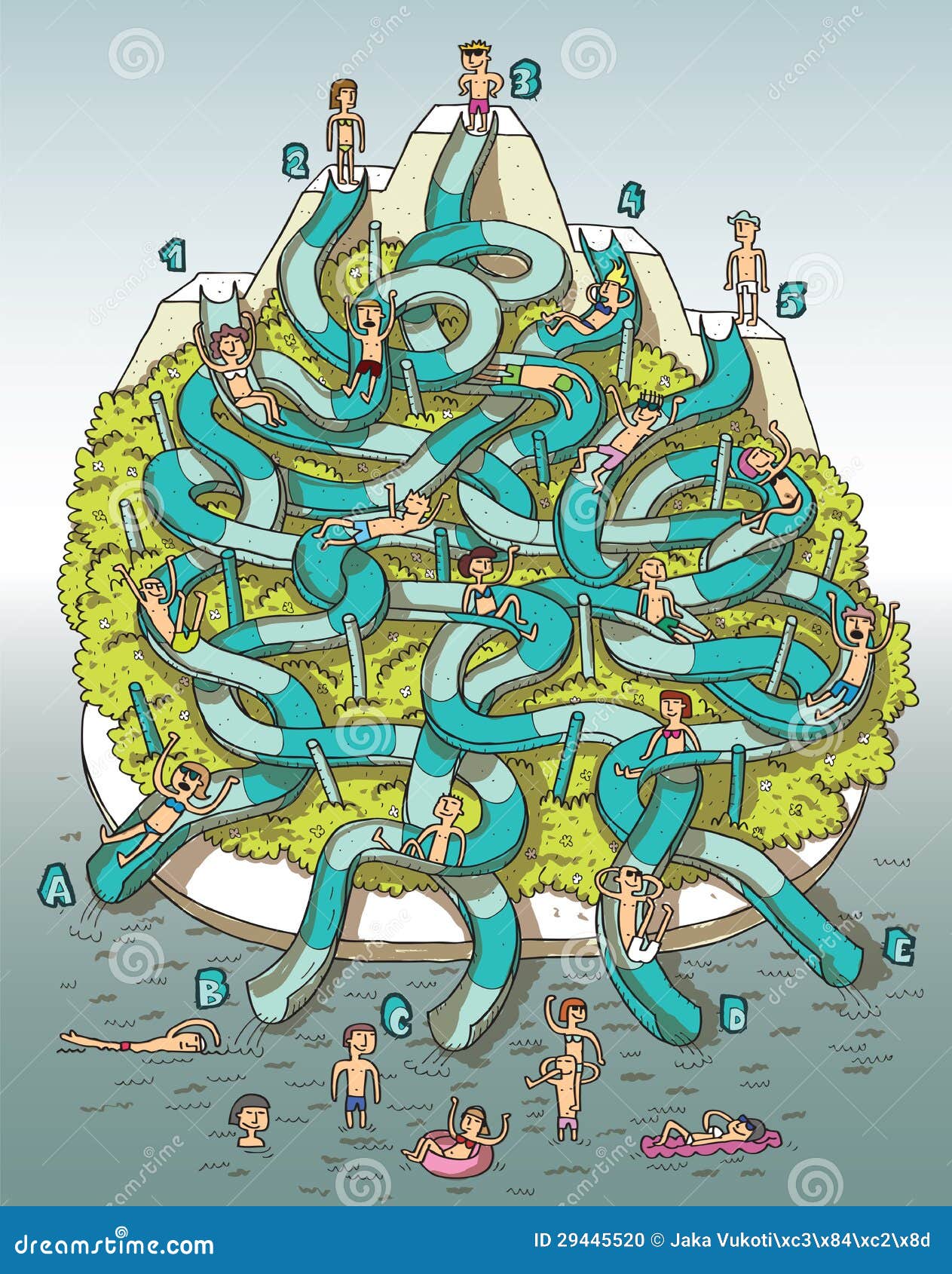 Water Park Maze Game Vector Illustration | CartoonDealer.com #29445520