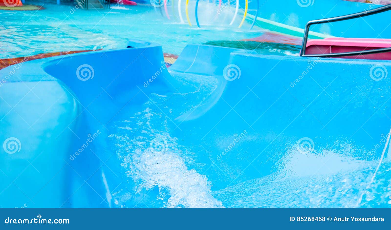 Water Park Slide Pipe with Water Flowing Stock Photo - Image of ...