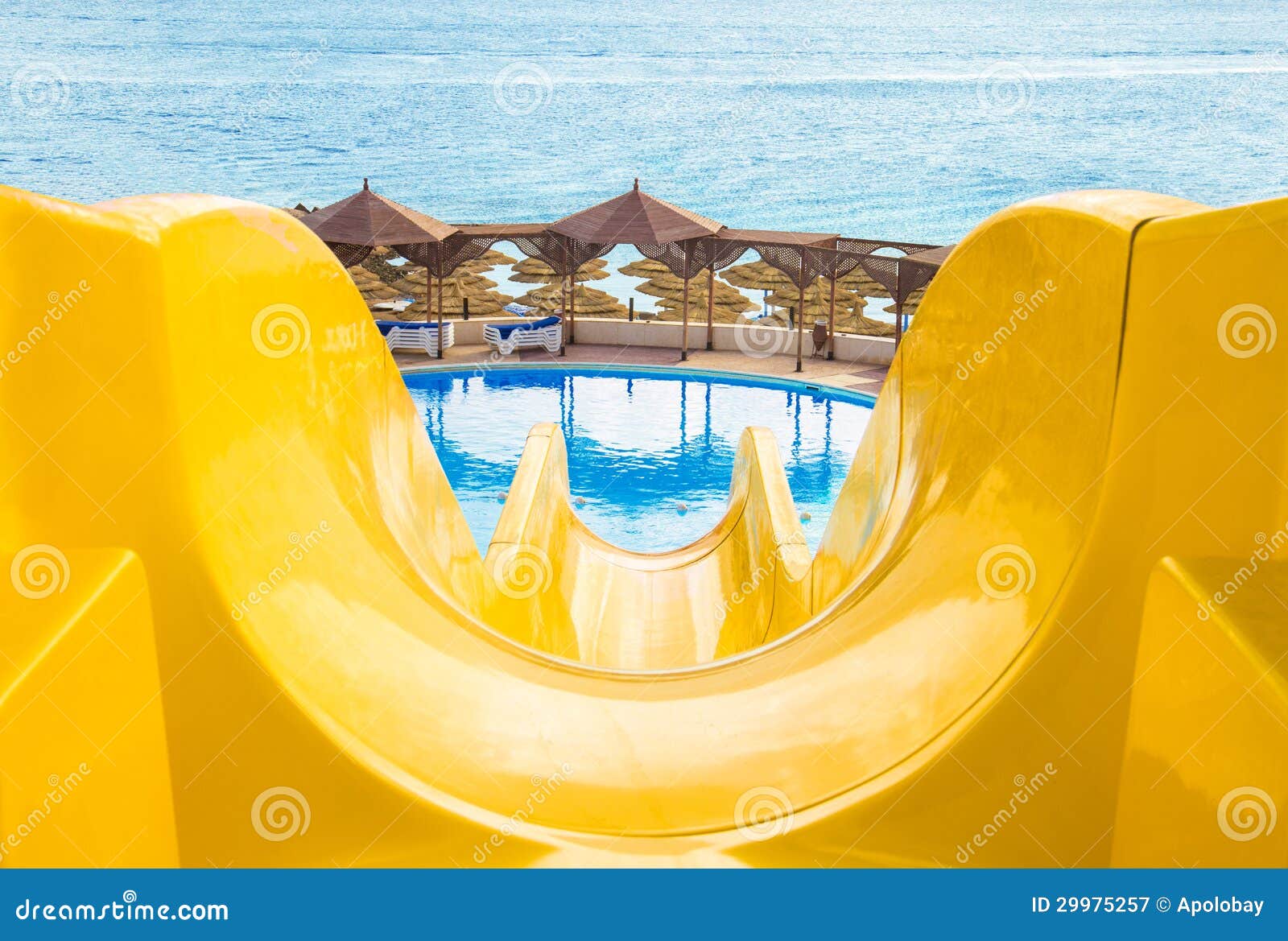 Water Park, Top Yellow Water Slide, Closeup Stock Image - Image of move ...
