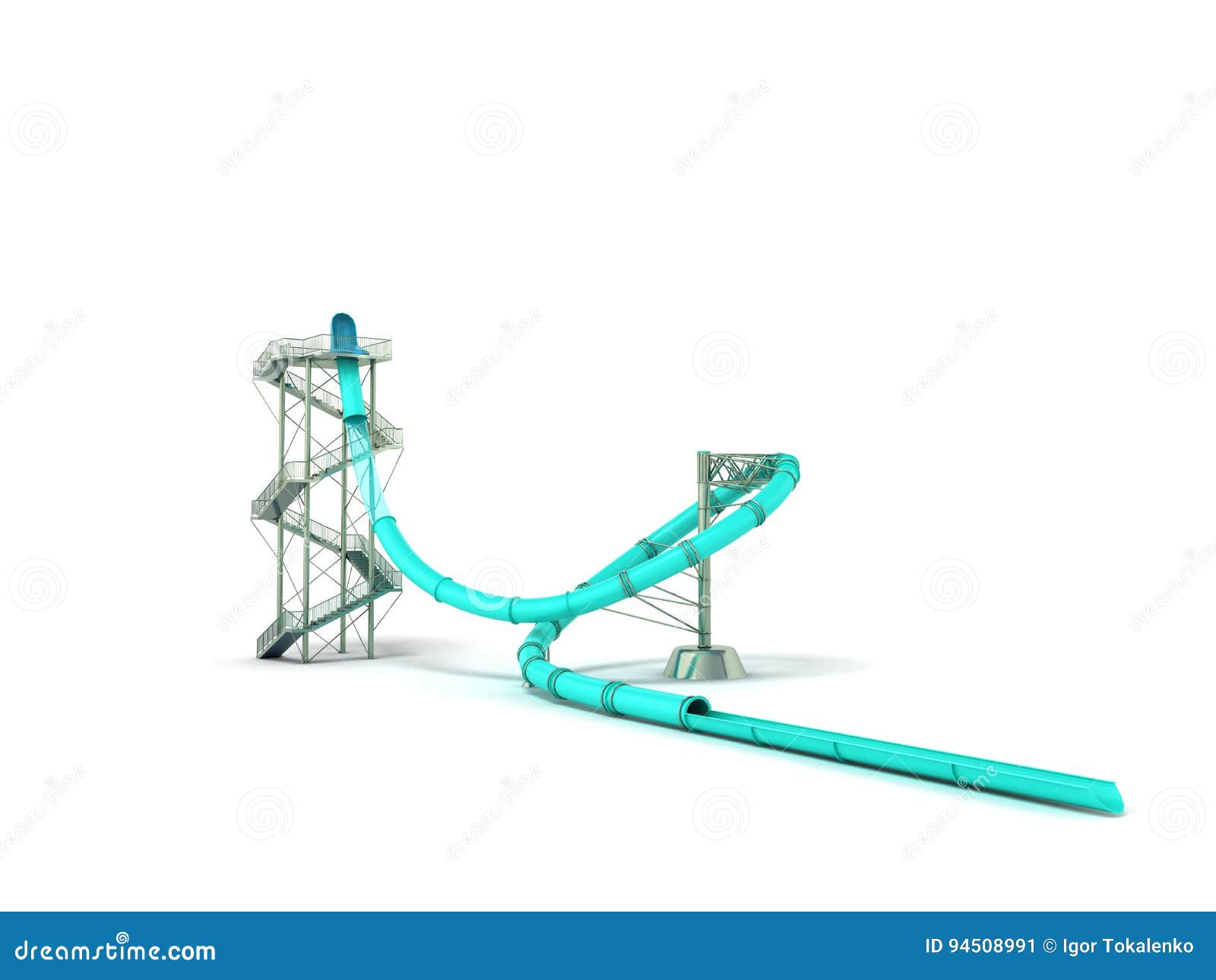 Water Park Water Attraction Perspective 3d Render on White Background ...