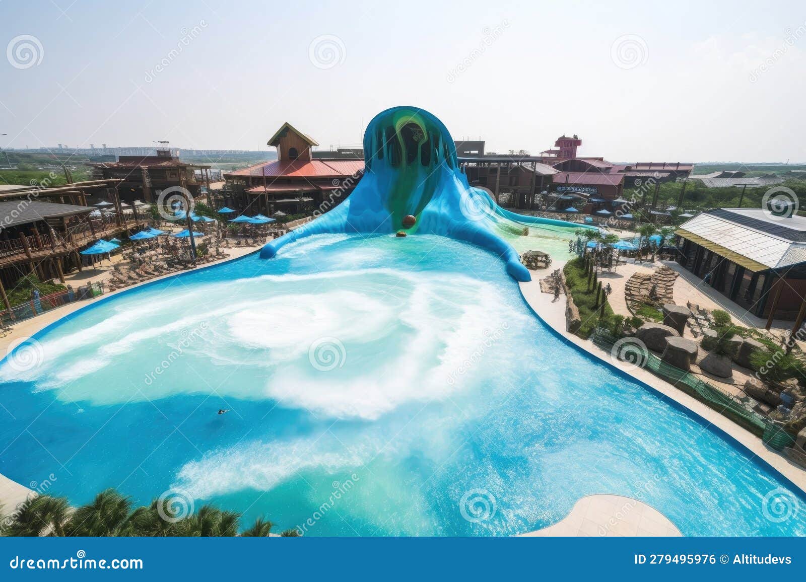Water Park with Wave Pool and Surf Simulator, Providing Thrills for ...