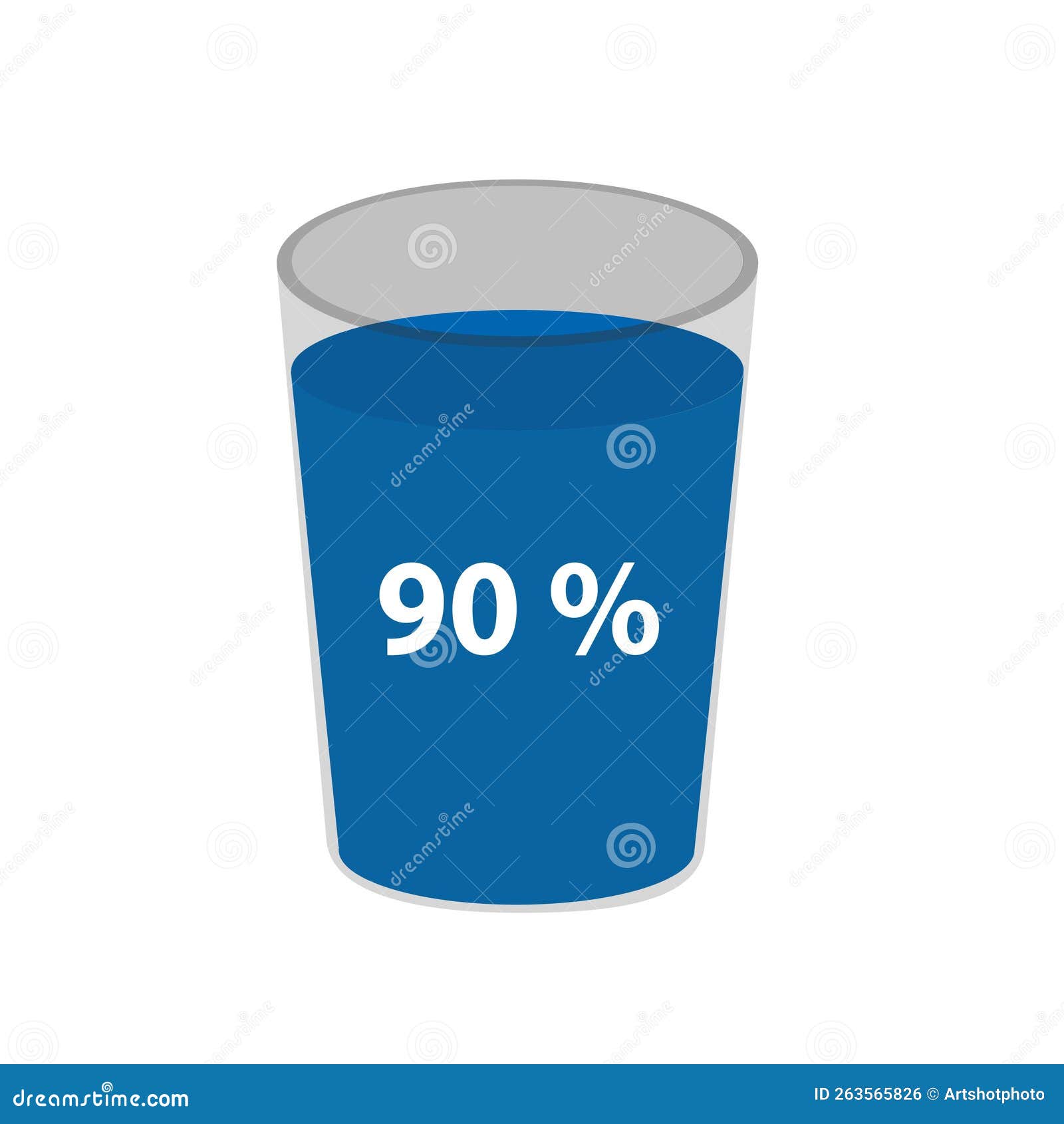 Glass with Liquid and with the 90 Percent Written on it Stock Vector ...