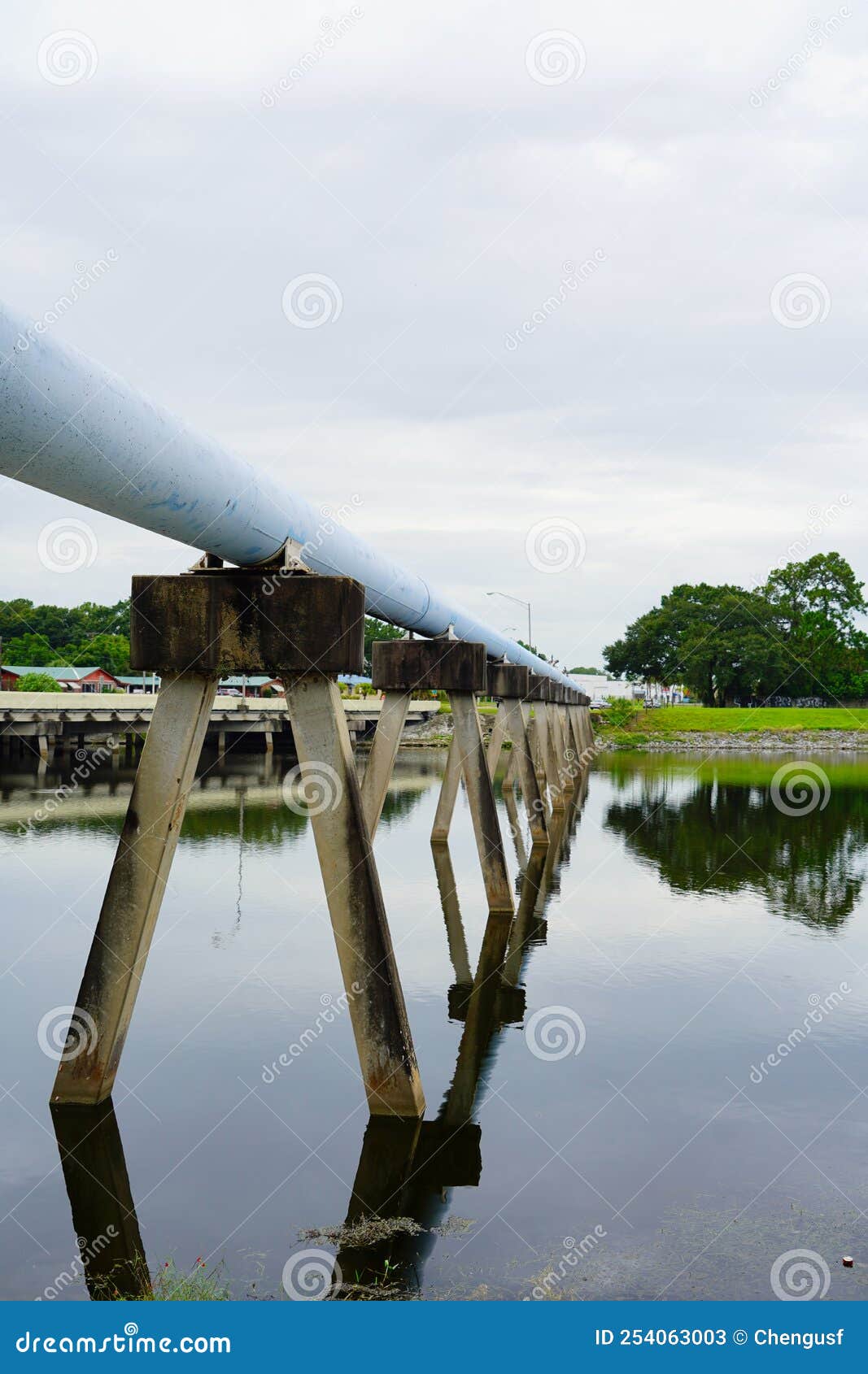 Water Pipe Above a Canal or River Stock Image - Image of landscape ...