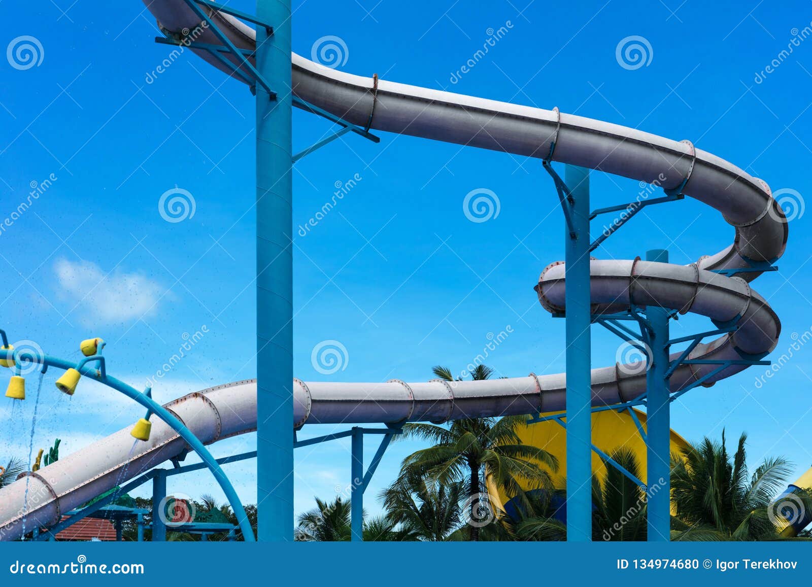 Water Pipe in the Aqua Park Stock Photo - Image of summer, stairs ...