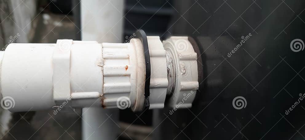 Water Pipe Connection with Water Tank or Joint Stock Image - Image of ...