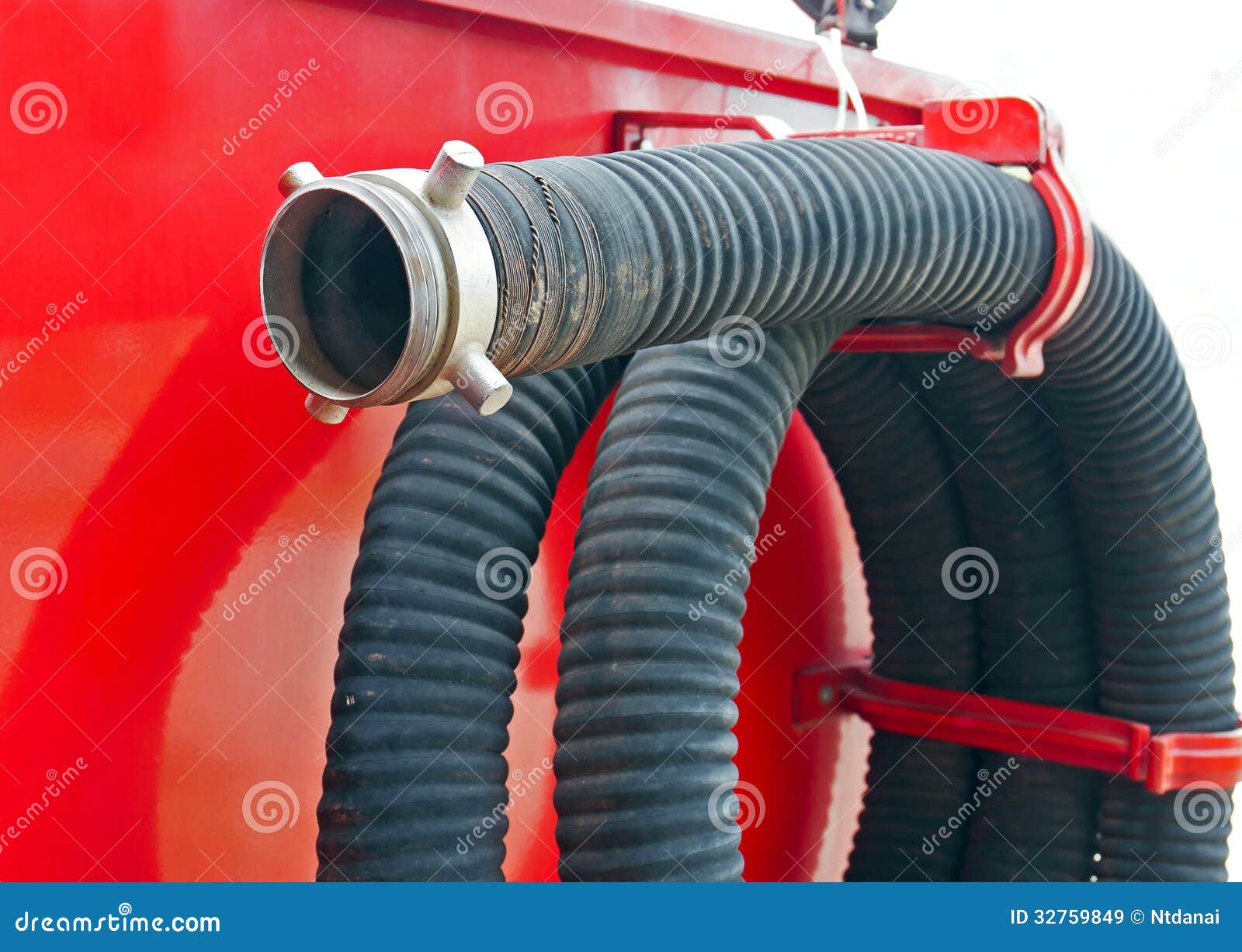 Water-pipe of fire truck stock image. Image of black - 32759849