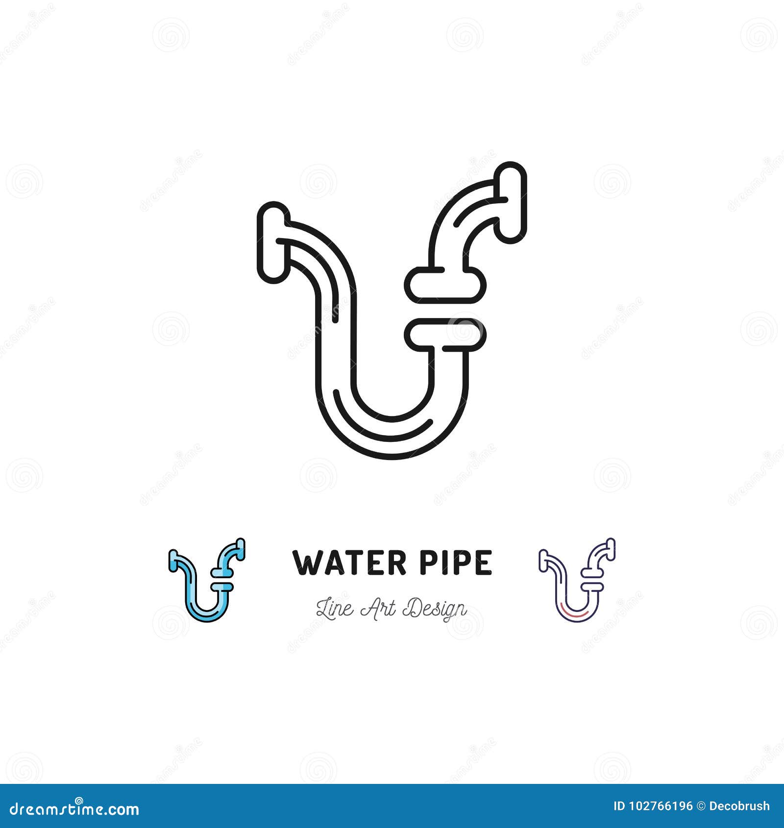 Water Pipe Icon, Plumbing Symbol, Vector Thin Line Art Symbol Stock ...