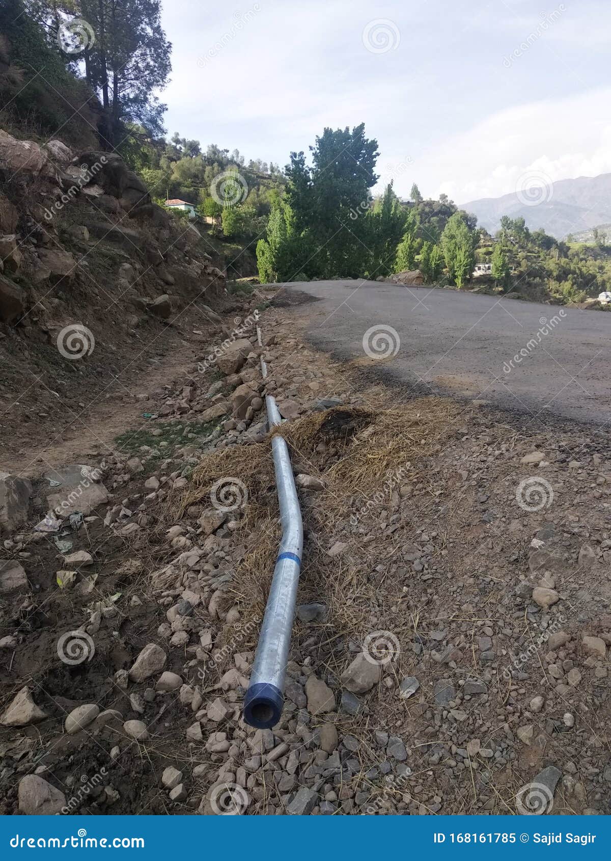 Water Pipe Line Along Road Side Stock Image - Image of road, alon ...