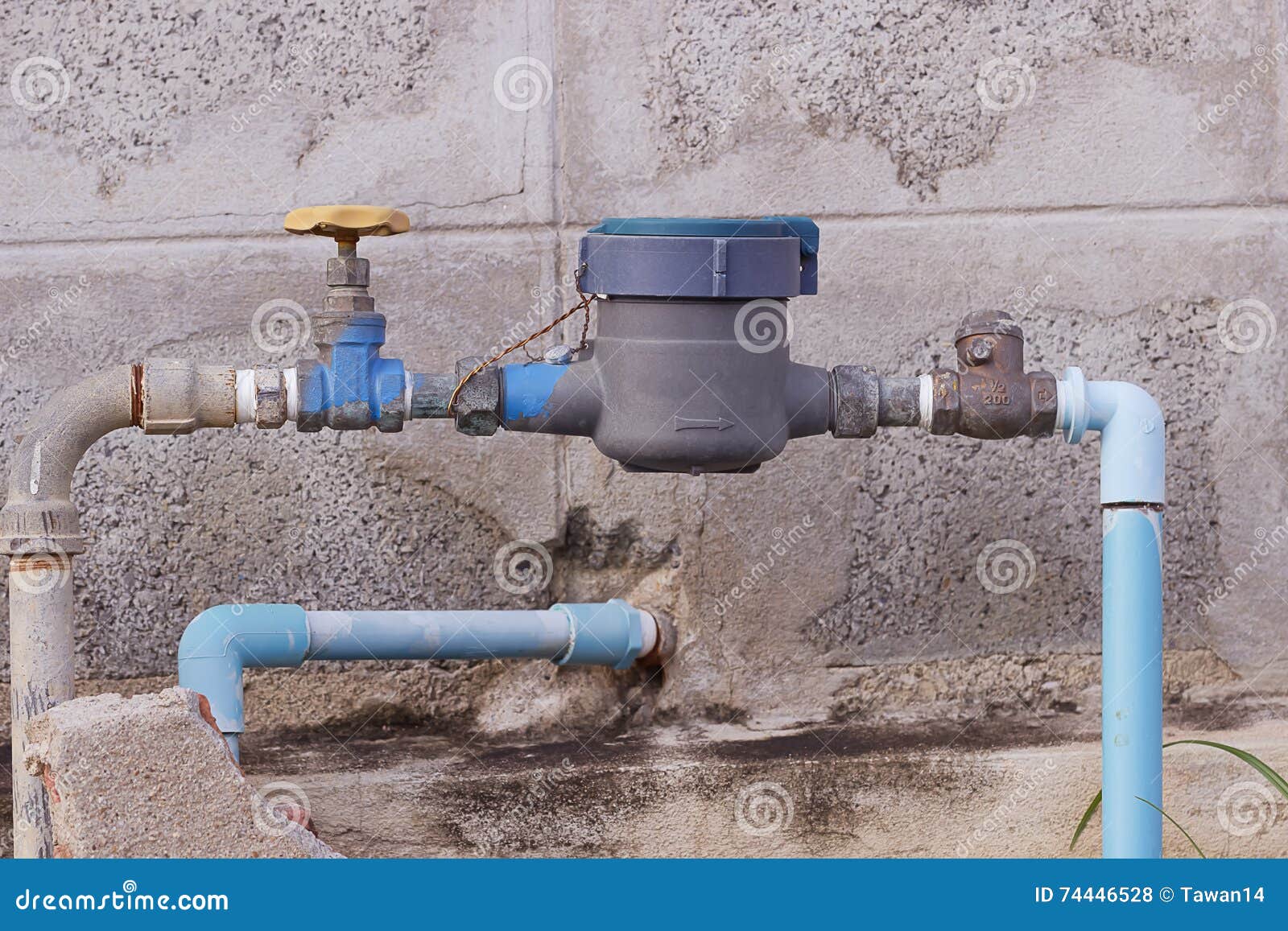 Water pipe with meter stock photo. Image of outdoors - 74446528