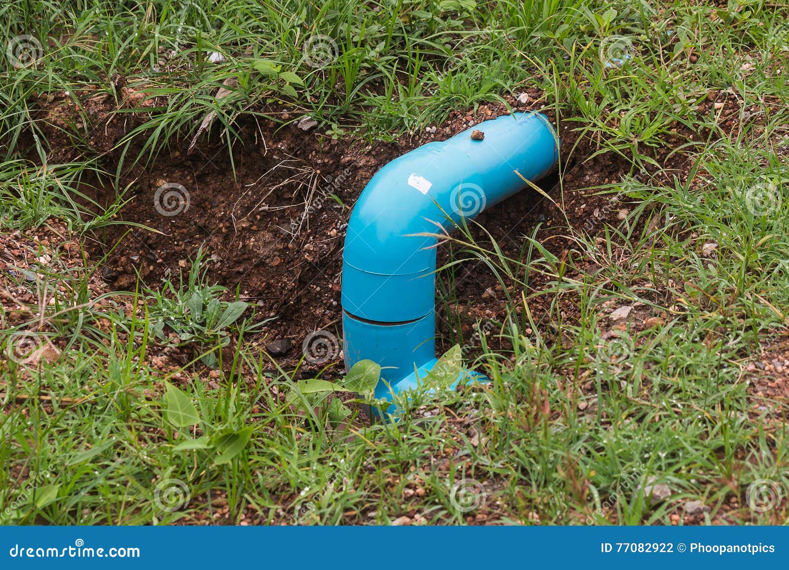 Water pipe in pit stock photo. Image of detail, connection - 77082922