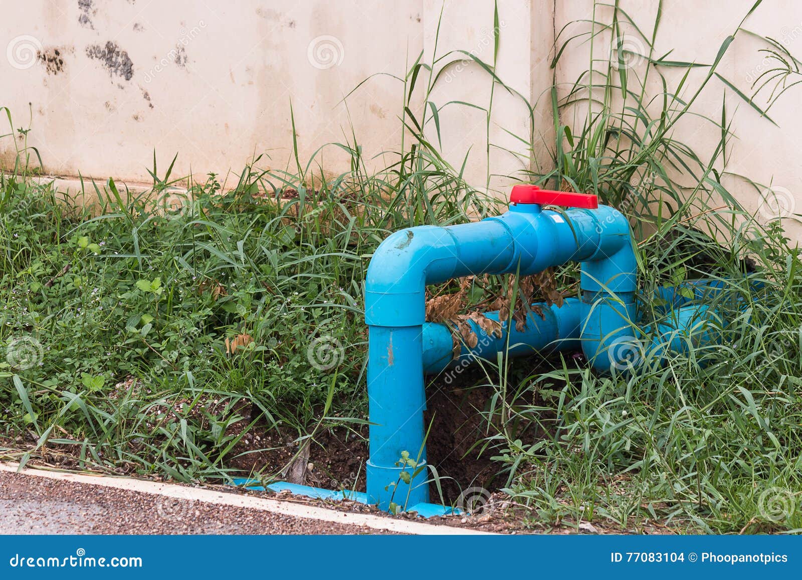 Water pipe in pit stock photo. Image of equipment, connect - 77083104