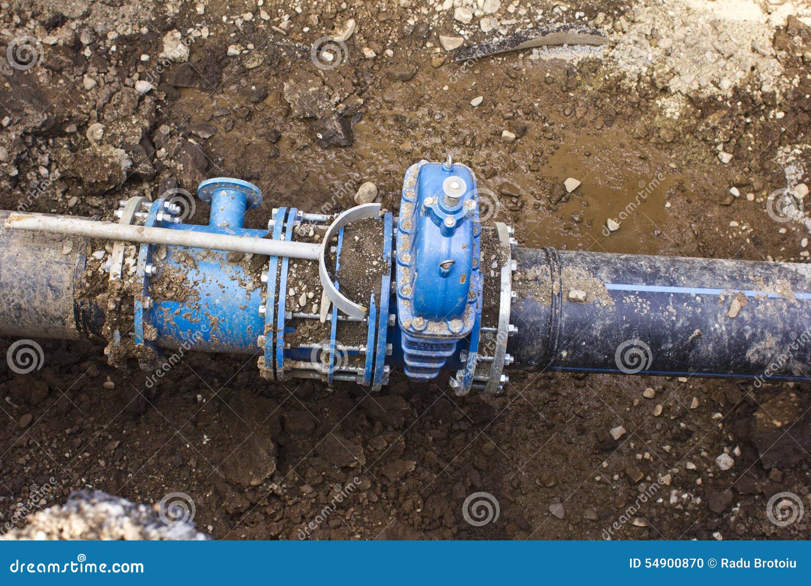 Water Pipe and Stopcock Valve Stock Photo - Image of underground ...