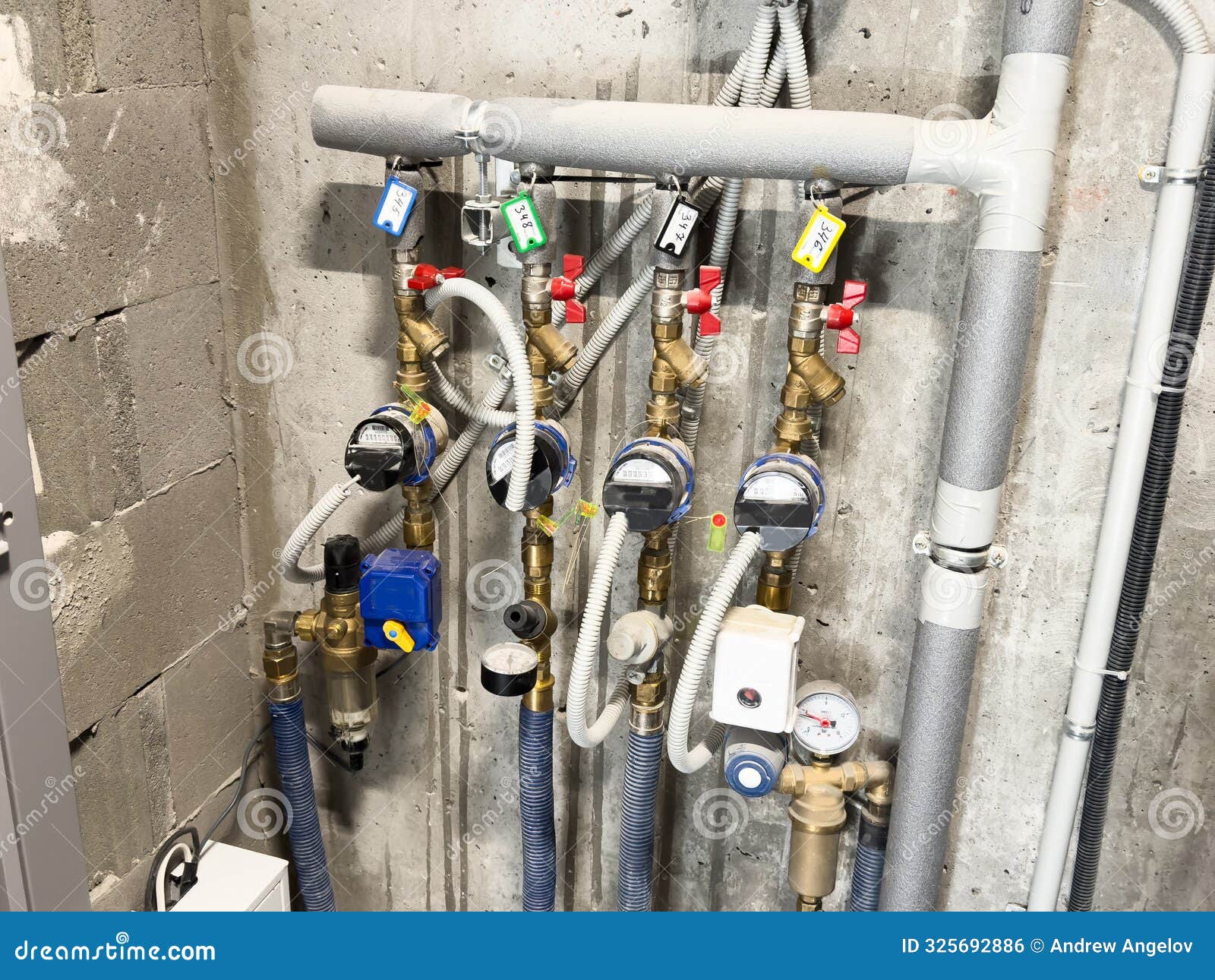 Water Pipe System. Sanitary System Work. Construction Work. Stock Photo ...