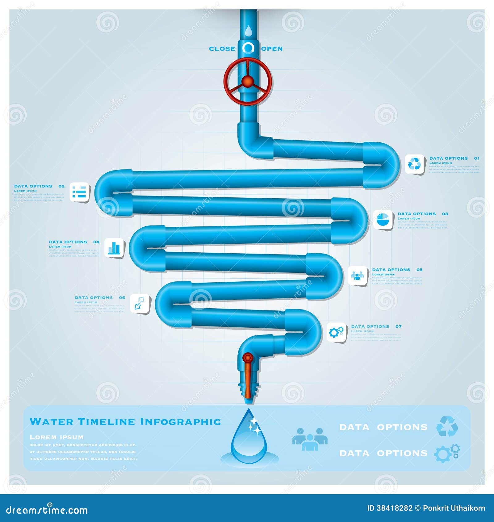 Water Pipe Timeline Business Infographic Stock Vector - Illustration of ...