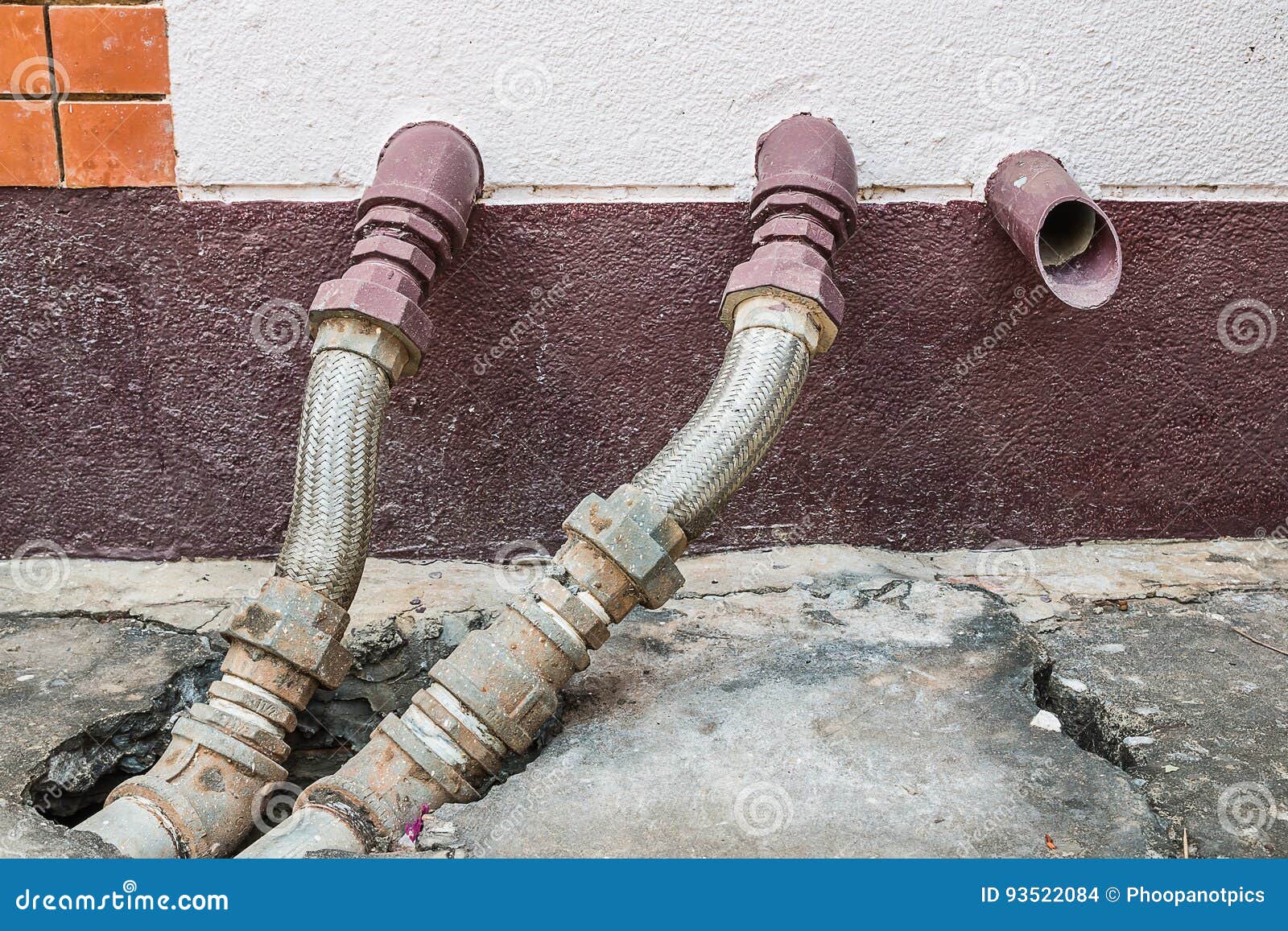 Water pipe from wall stock photo. Image of water, sewer - 93522084