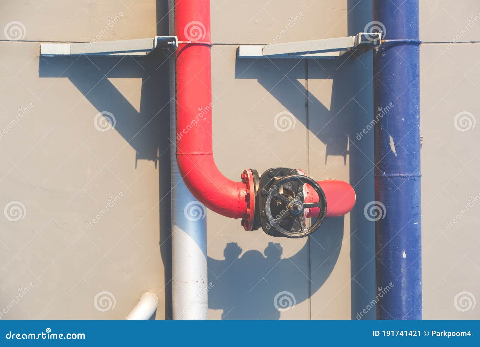Water Pipes on Building Wall Stock Image - Image of line, background ...