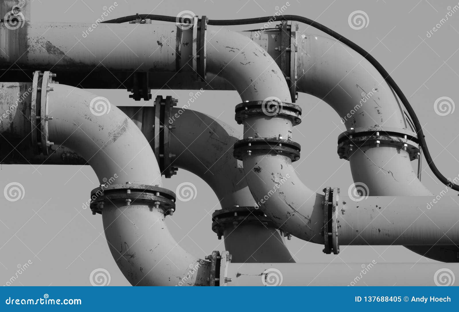 Water Pipes on the Construction Site in Black and White Stock Image ...