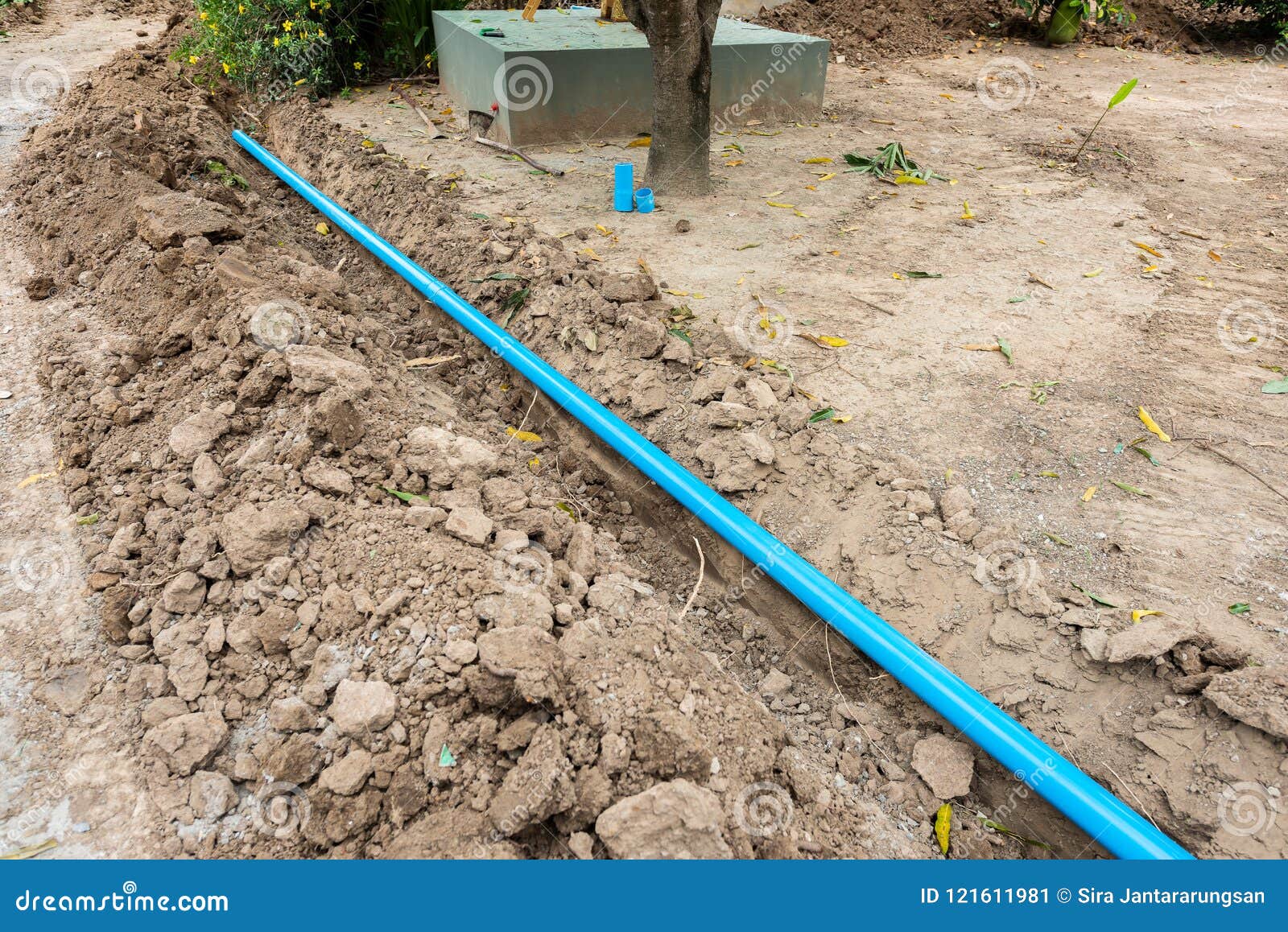 Water Pipes Laying Construction Site on Ground Stock Image - Image of ...