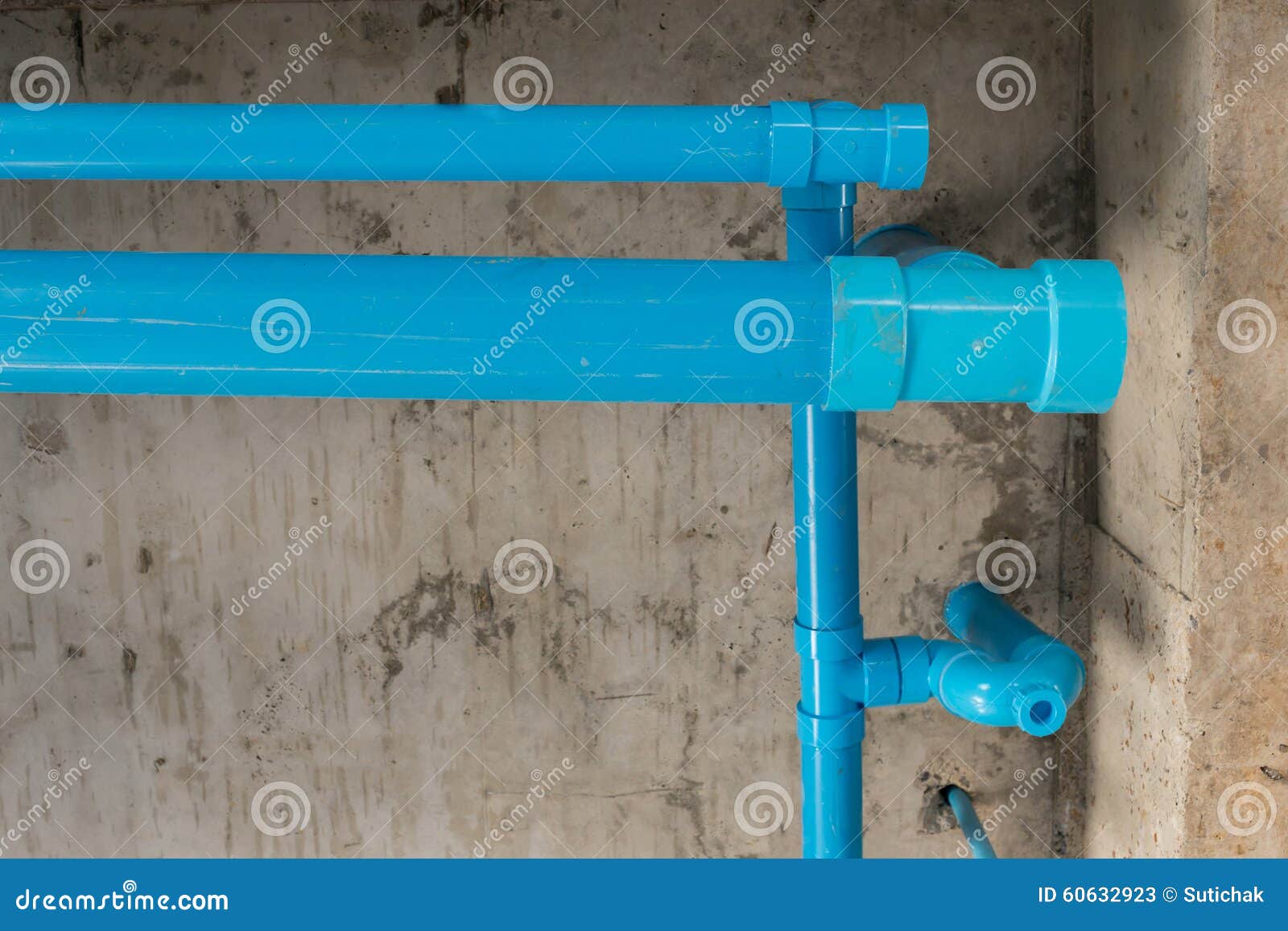 Water Pipes Pvc Plumbing Under Cement Ceiling Stock Image - Image of ...
